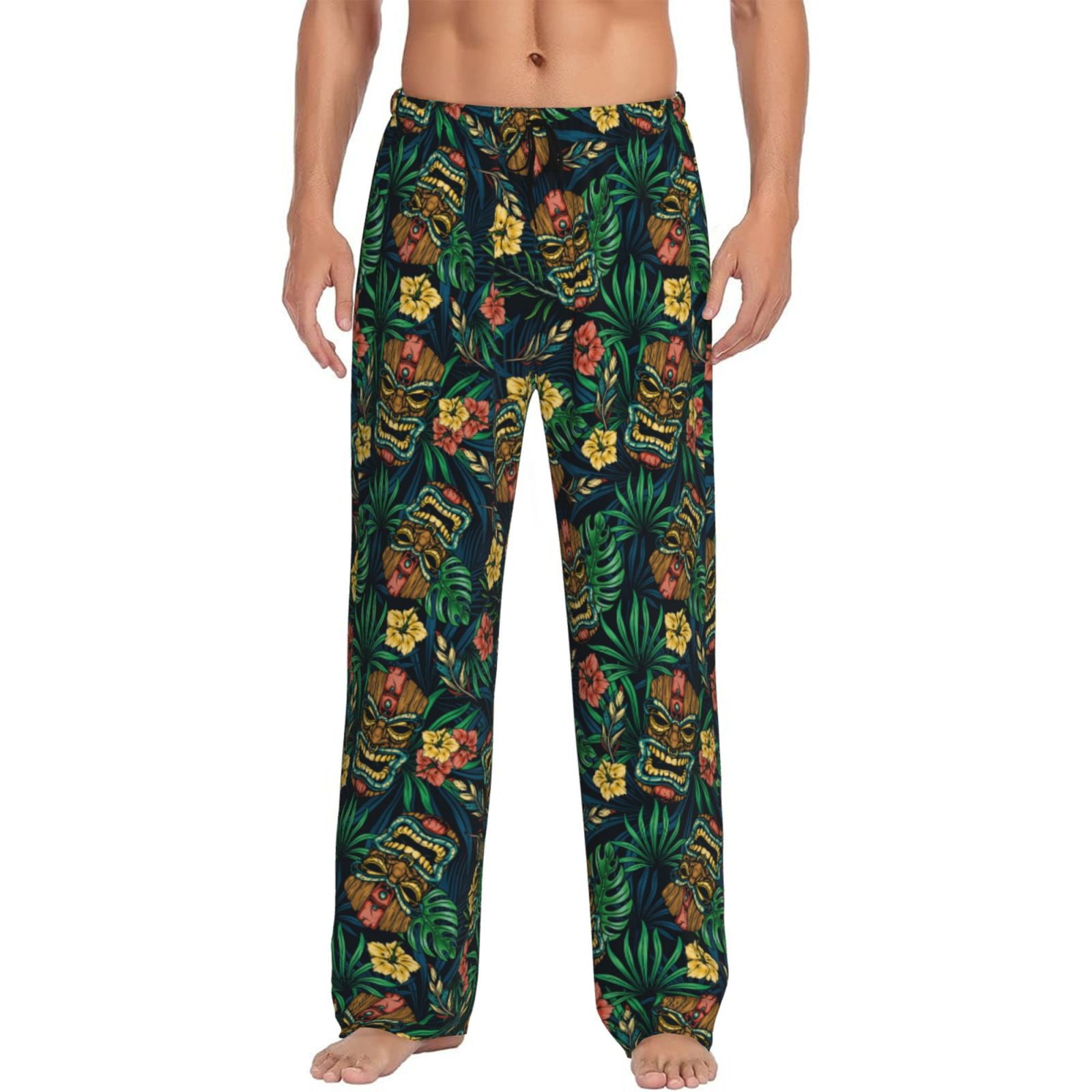 Salouo Hawaiian Tribal Mask Print Pajama Pants for Men, Lounge Pants ...