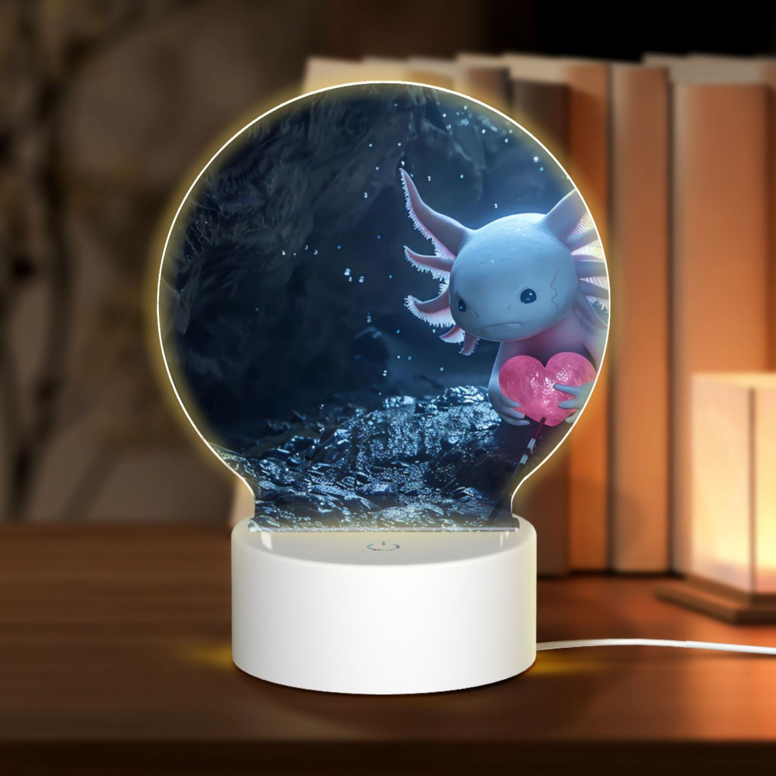 Salouo Heart Axolotl for Round Acrylic Night Light - Acrylic Sheets ...