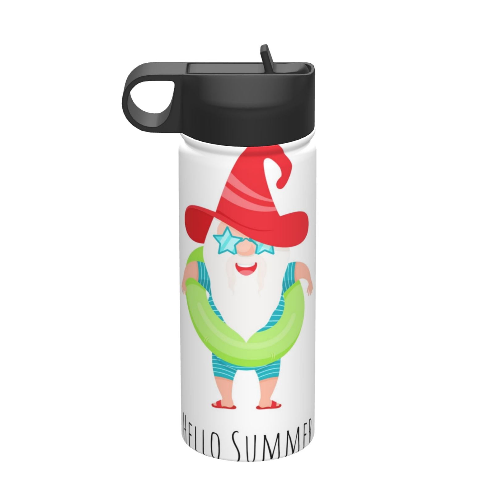 Salouo Hello Summer Gnome 2 Pattern 18 oz Water Bottle With Straw ...