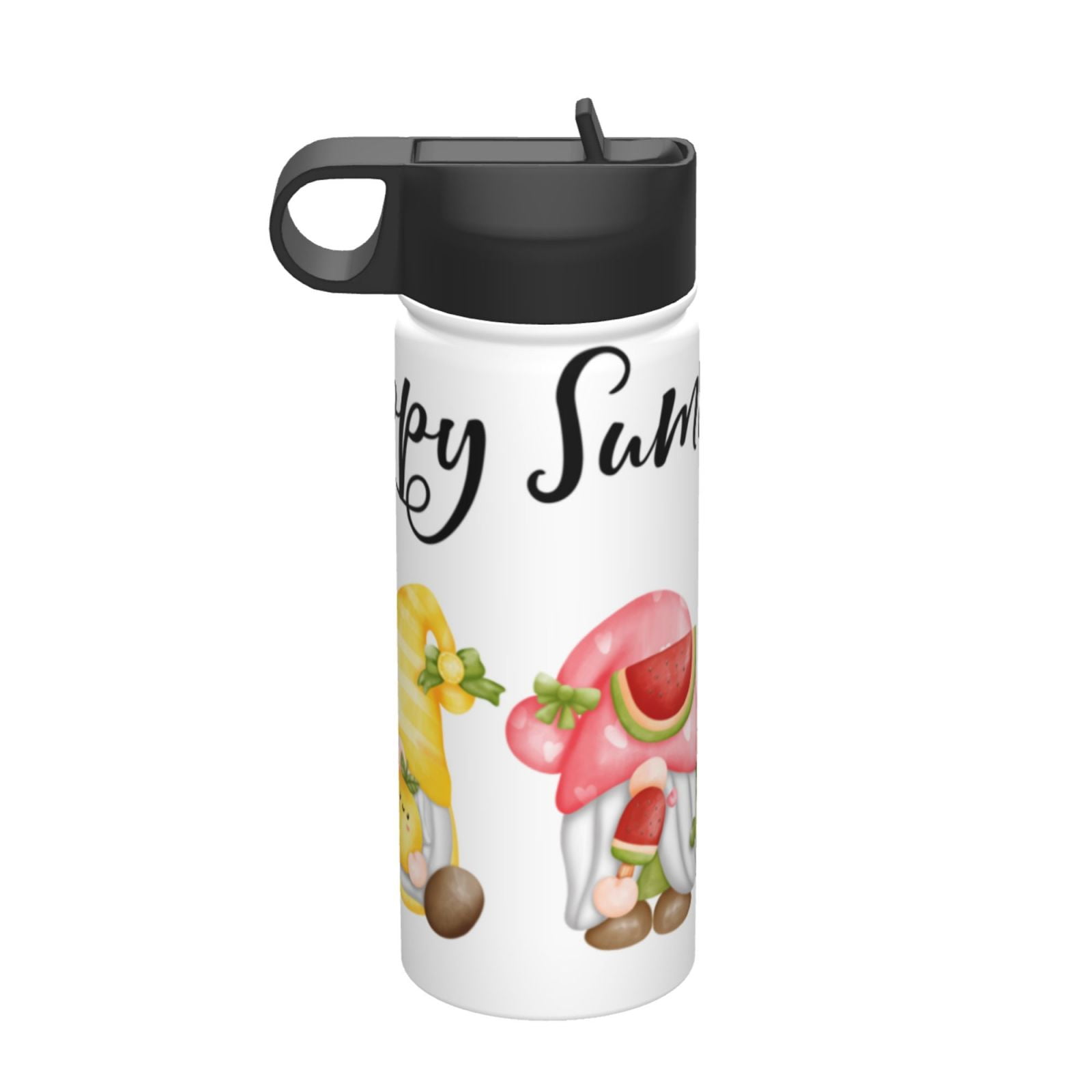 Salouo Hello Summer Gnome Pattern 18 oz Water Bottle With Straw ...