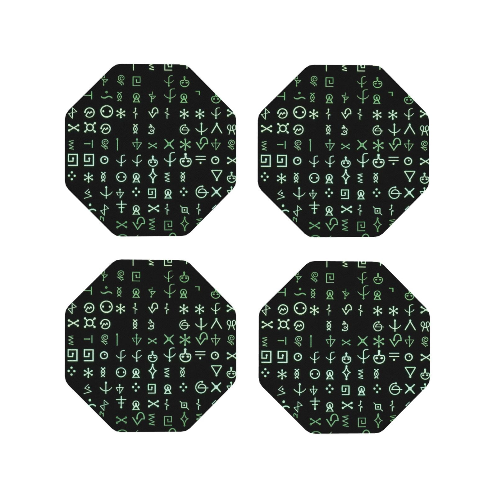 Salouo Hieroglyphic Symbols Print Round Coaster,Drink Coasters Leather ...