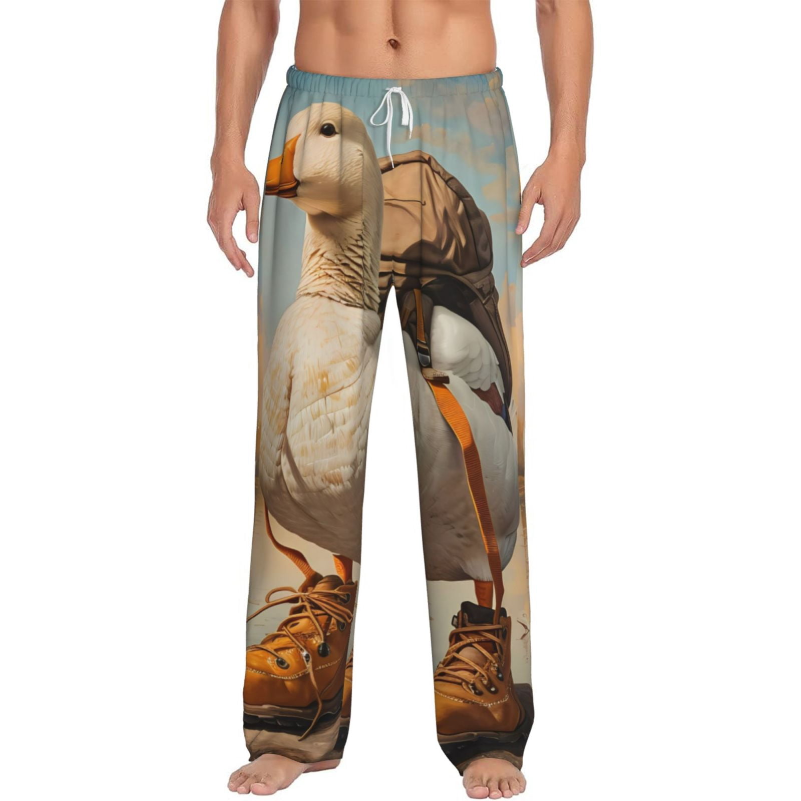 Salouo Hiking Duck Print Pajama Pants for Men, Lounge Pants Elastic ...