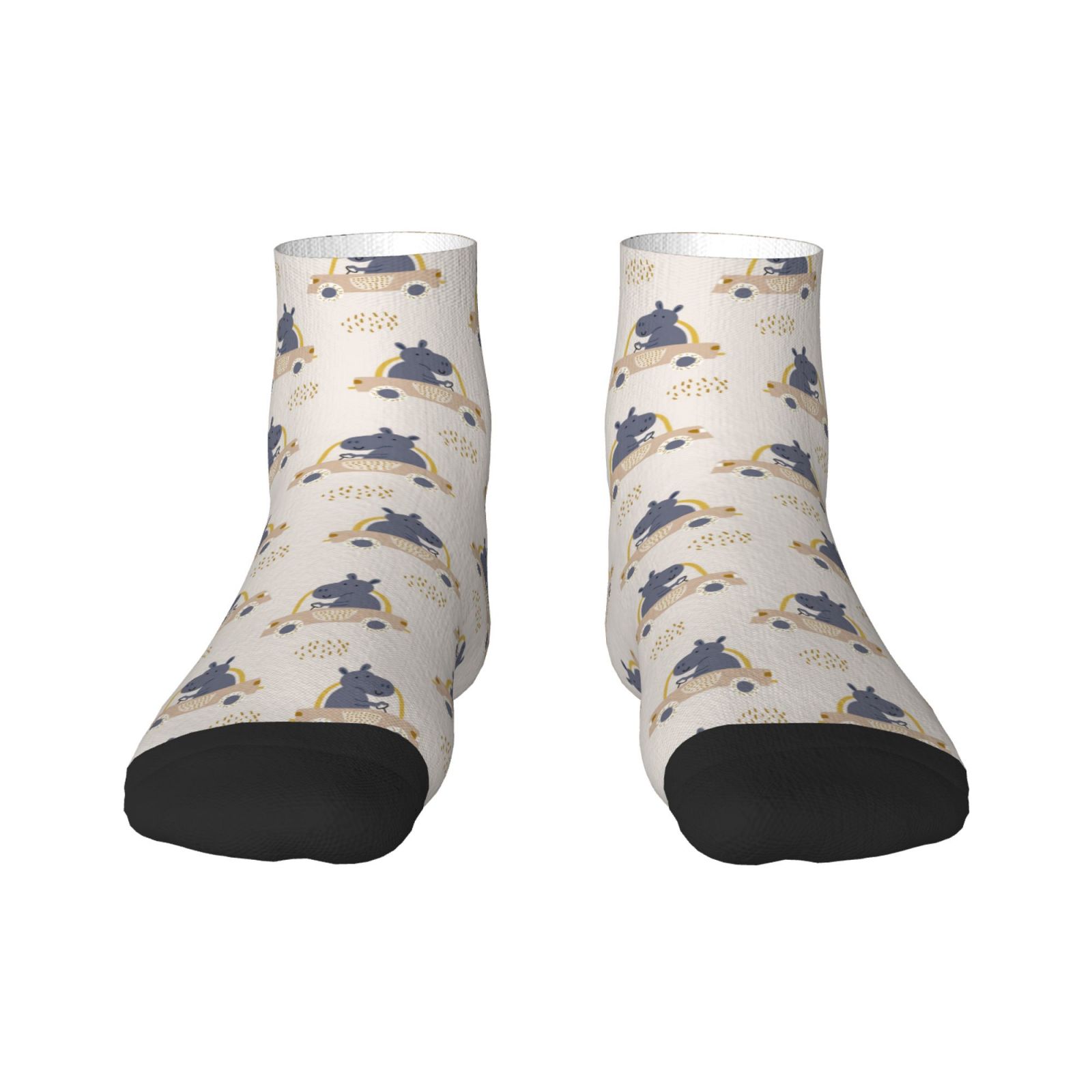 Salouo Hippos Driving A Car Pattern Unisex Middle Tube Socks,Middle ...