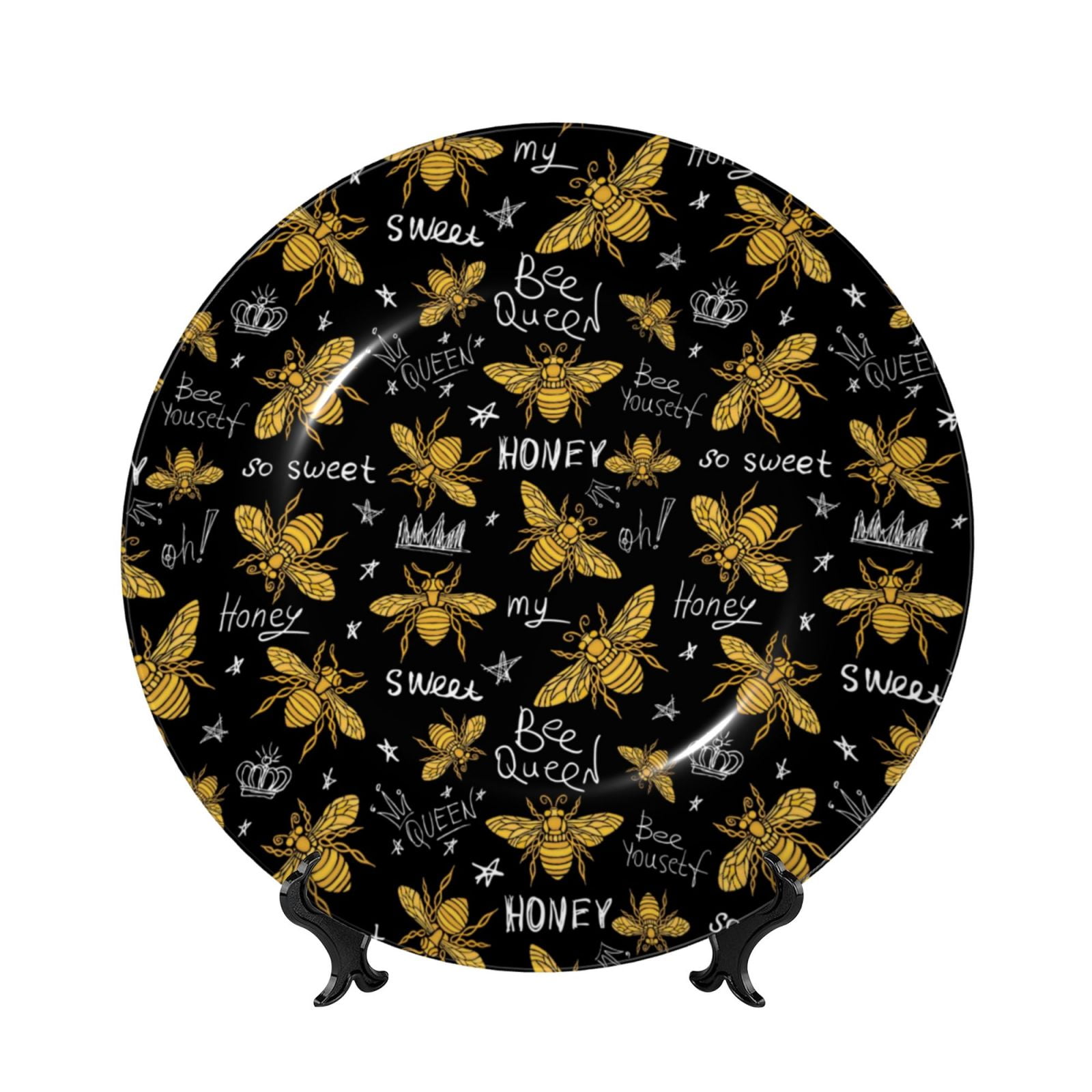 Salouo Hohey Bee Golden Embroidery Pattern Bone China Decorative Plate ...