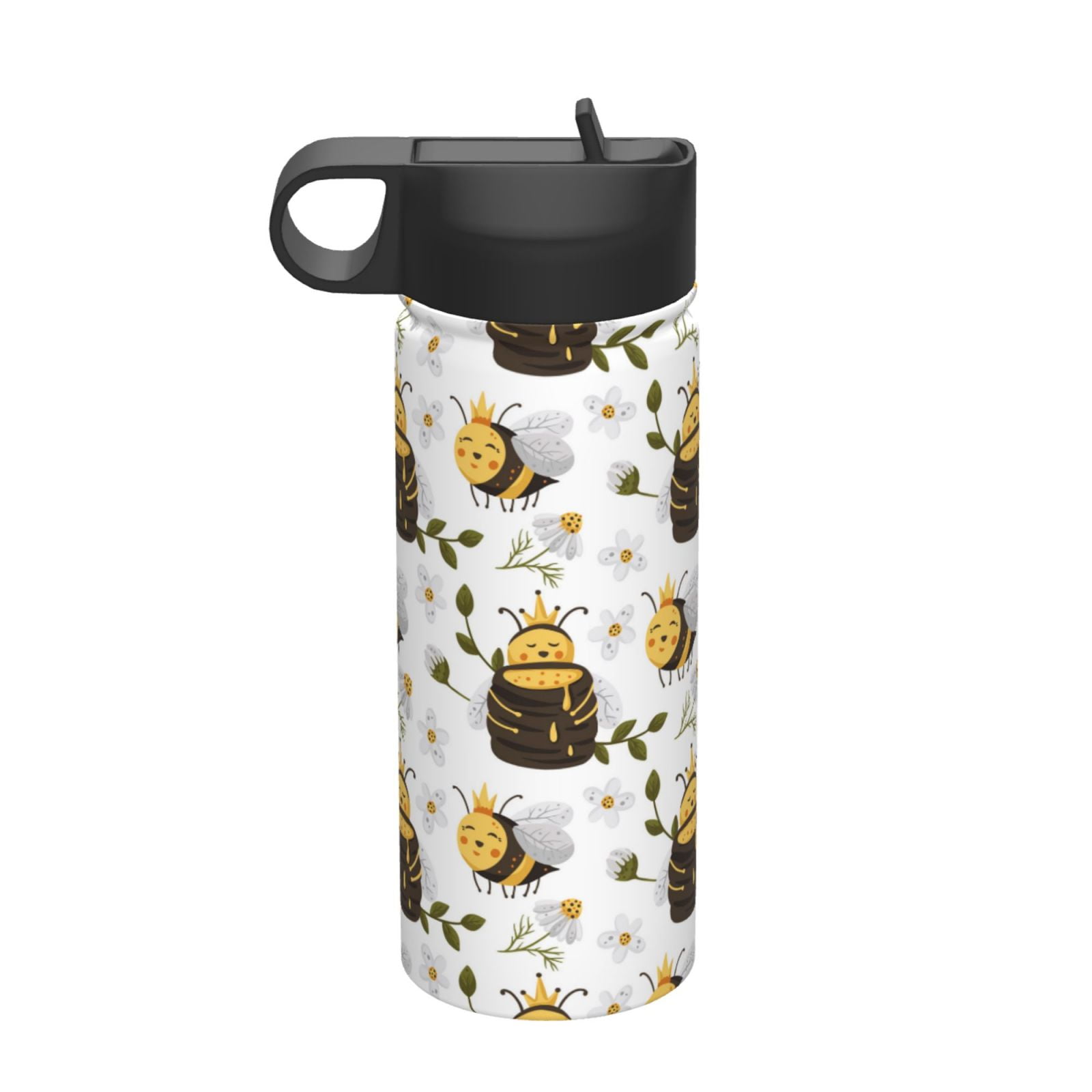 Salouo Honey Bee Insect Pattern 18 oz Water Bottle With Straw,Stainless ...