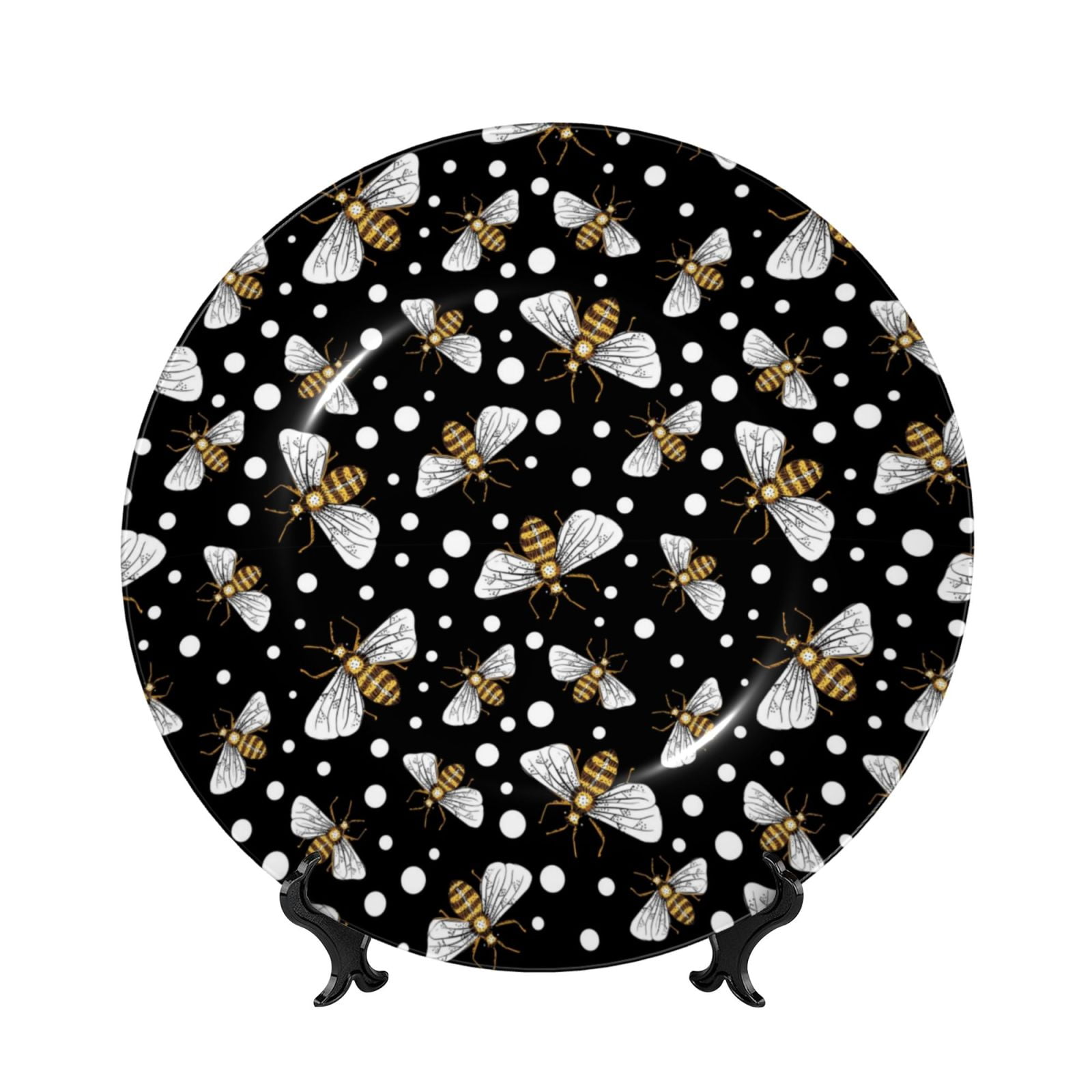 Salouo Honey Bees at Night Pattern Bone China Decorative Plate,Holiday ...