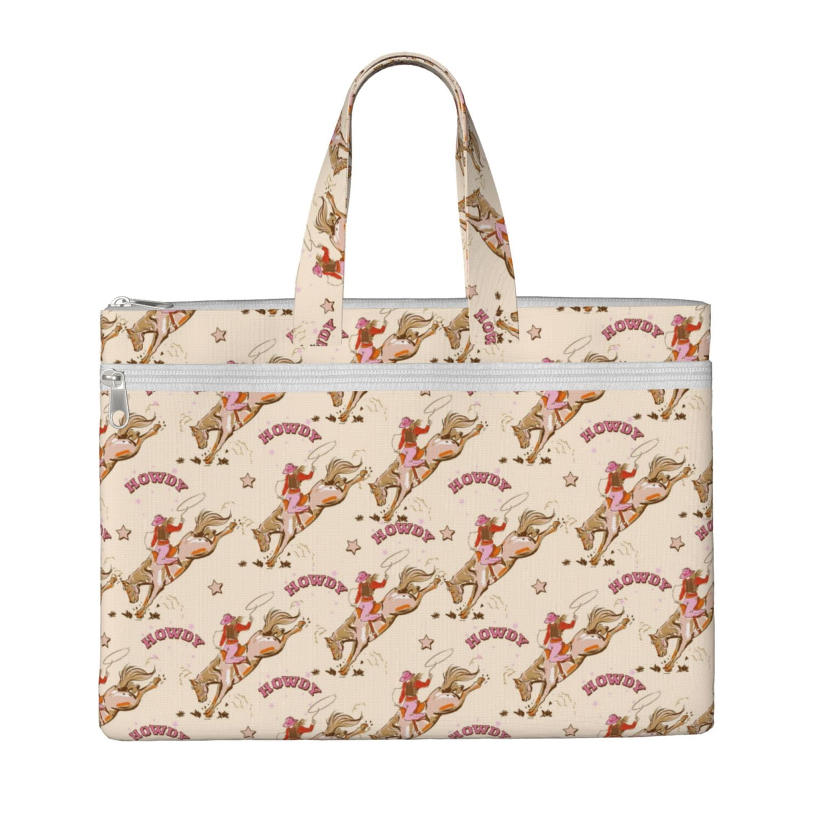 Salouo Howdy Cowgirl for Canvas Tote File Bag, Tote Bag With Zipper Business Briefcase Document ...