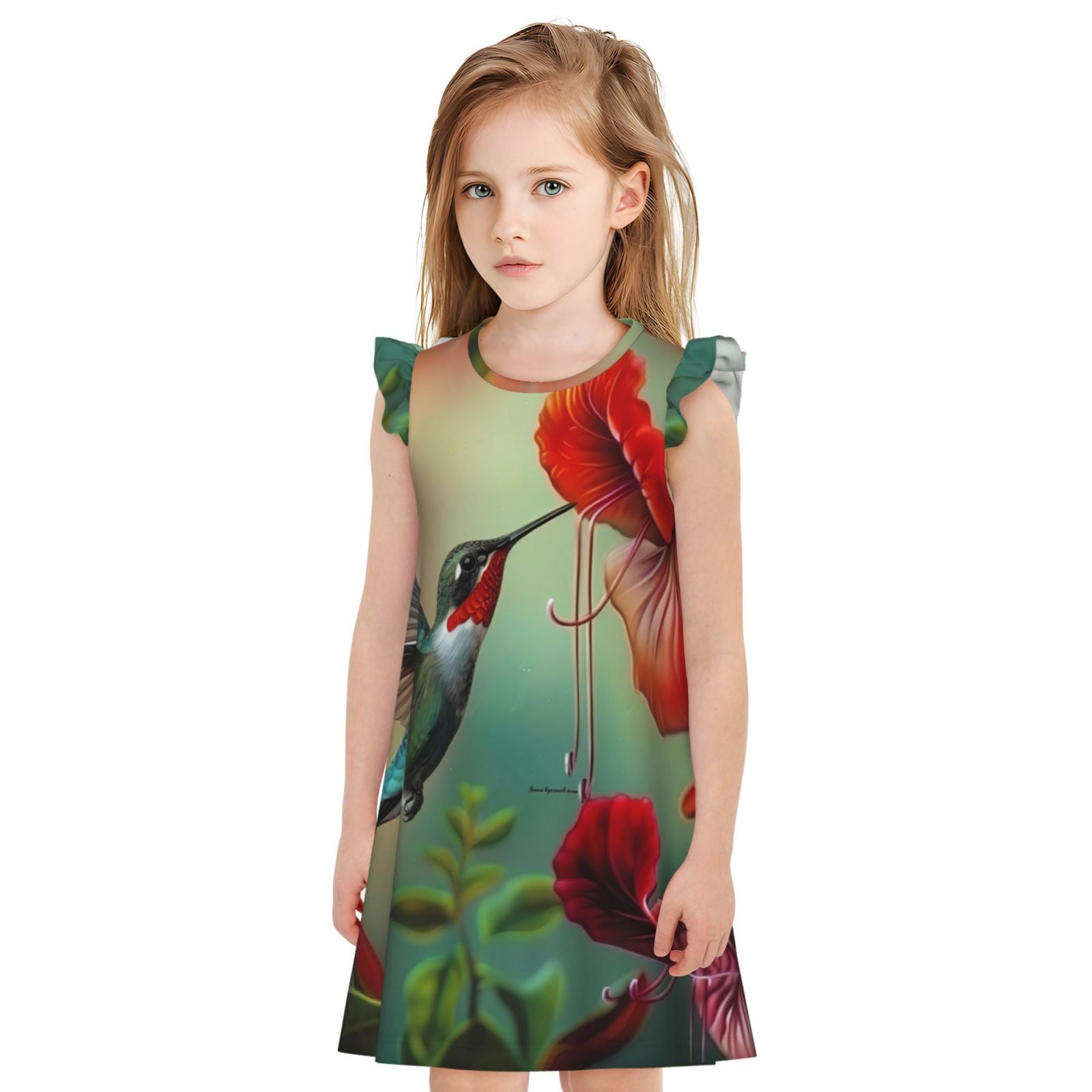 Salouo Hummingbird Floral Paradise Print Nightgowns for Girls,Cute kid ...