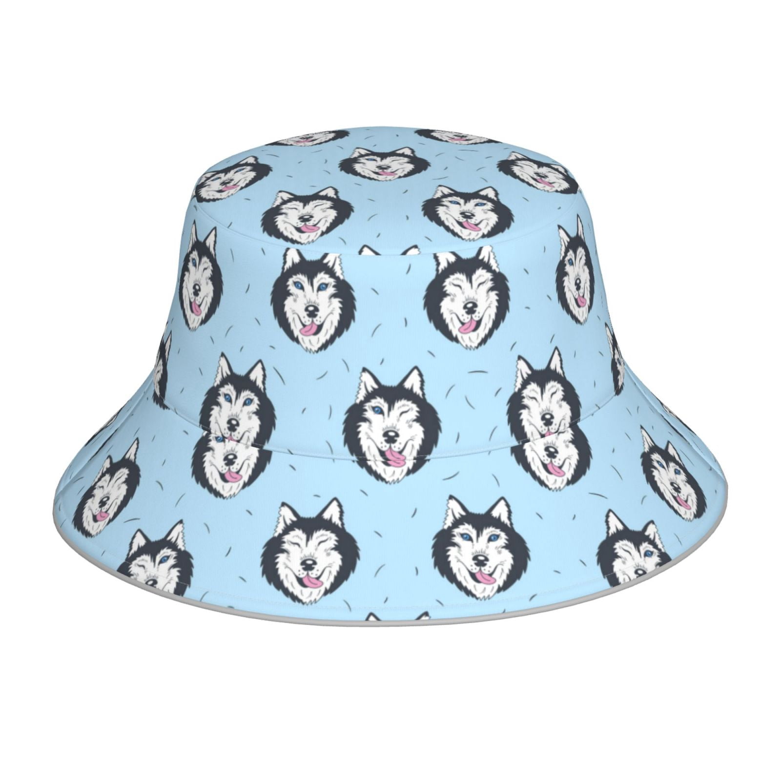 Salouo Husky Head Print Unisex Bucket Hat, Outdoor Summer Beach Fishing ...