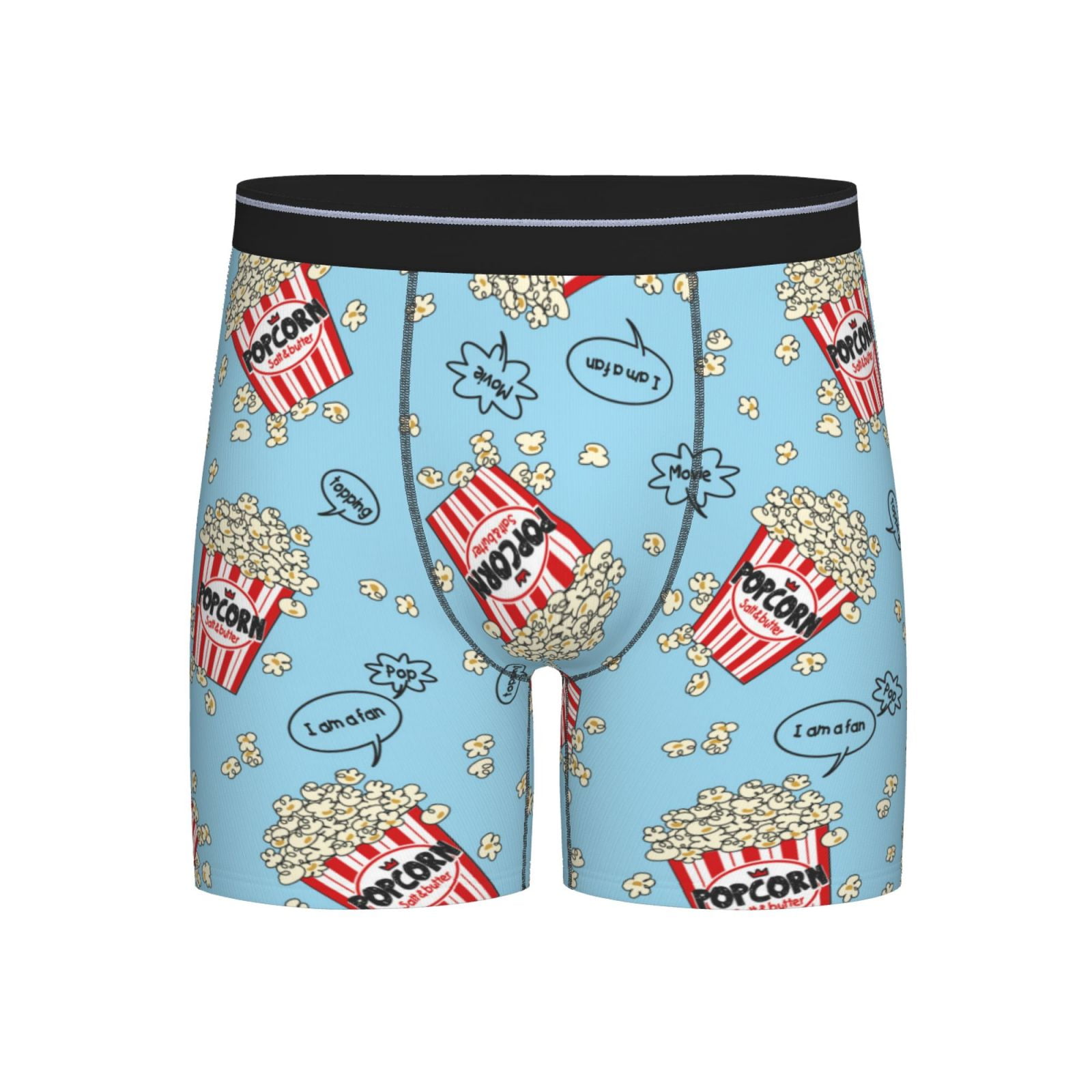 Salouo I Am A Fan Popcorn Pattern Men's Boxer Briefs, Soft & Breathable ...