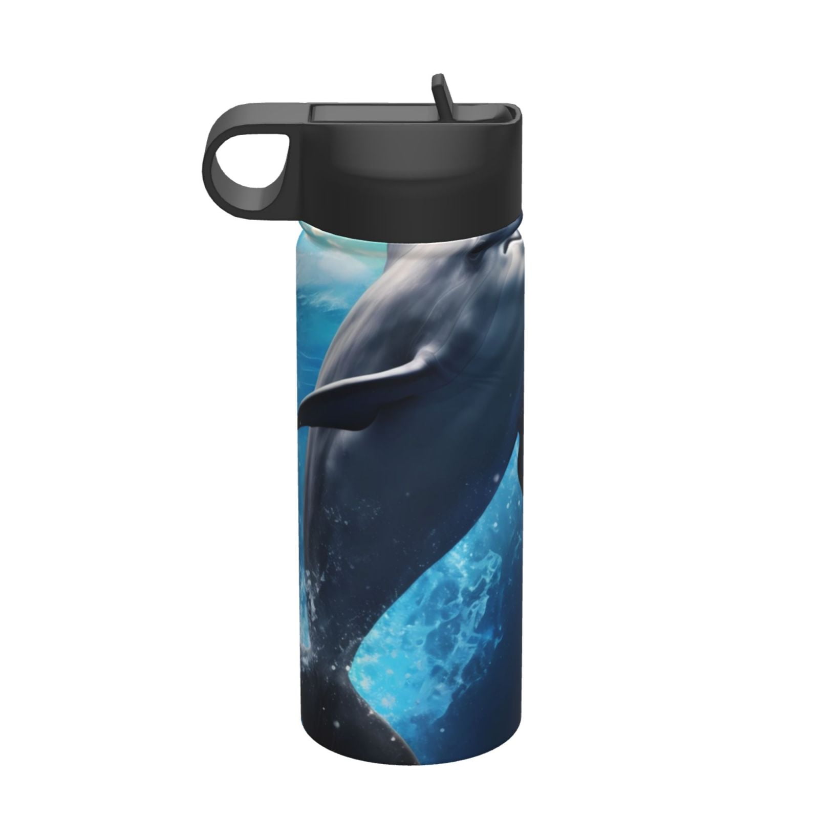 Salouo Ice Blue Ocean Cute Dolphin Pattern 18 oz Water Bottle With ...