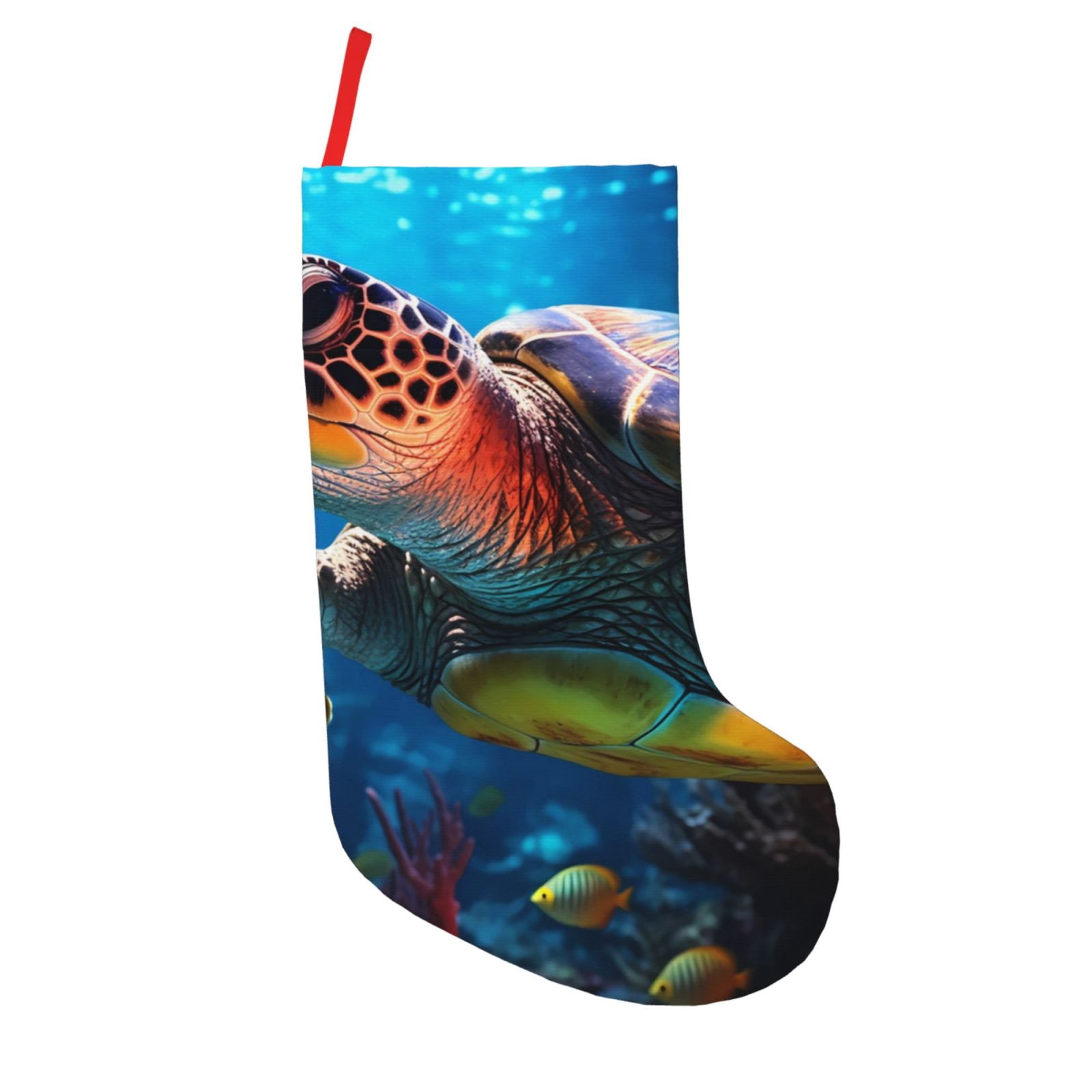 Salouo Ice Blue Ocean Sea Turtle Print Christmas Decorations Stockings ...