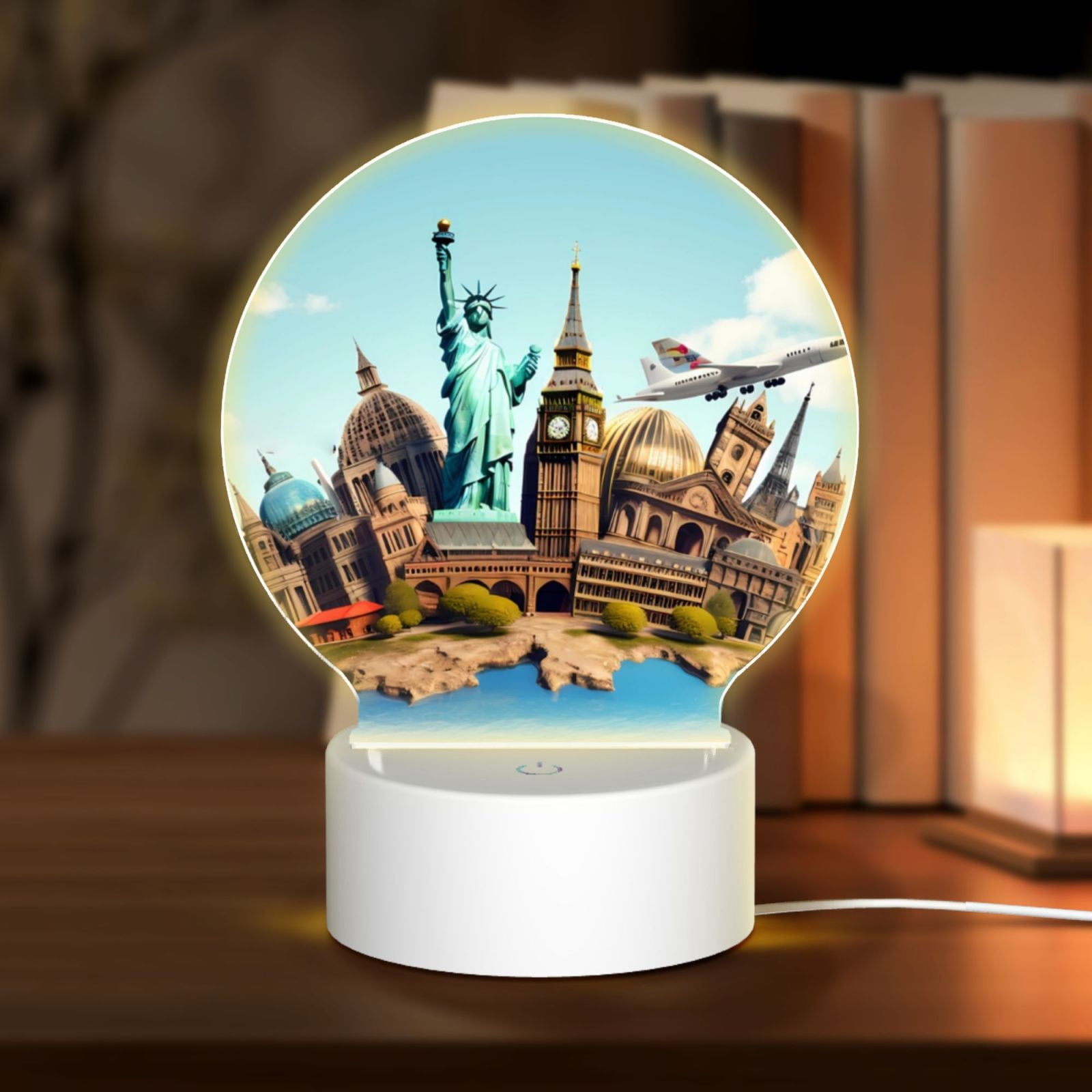 Salouo Iconic Global Landmarks for Round Acrylic Night Light - Acrylic ...