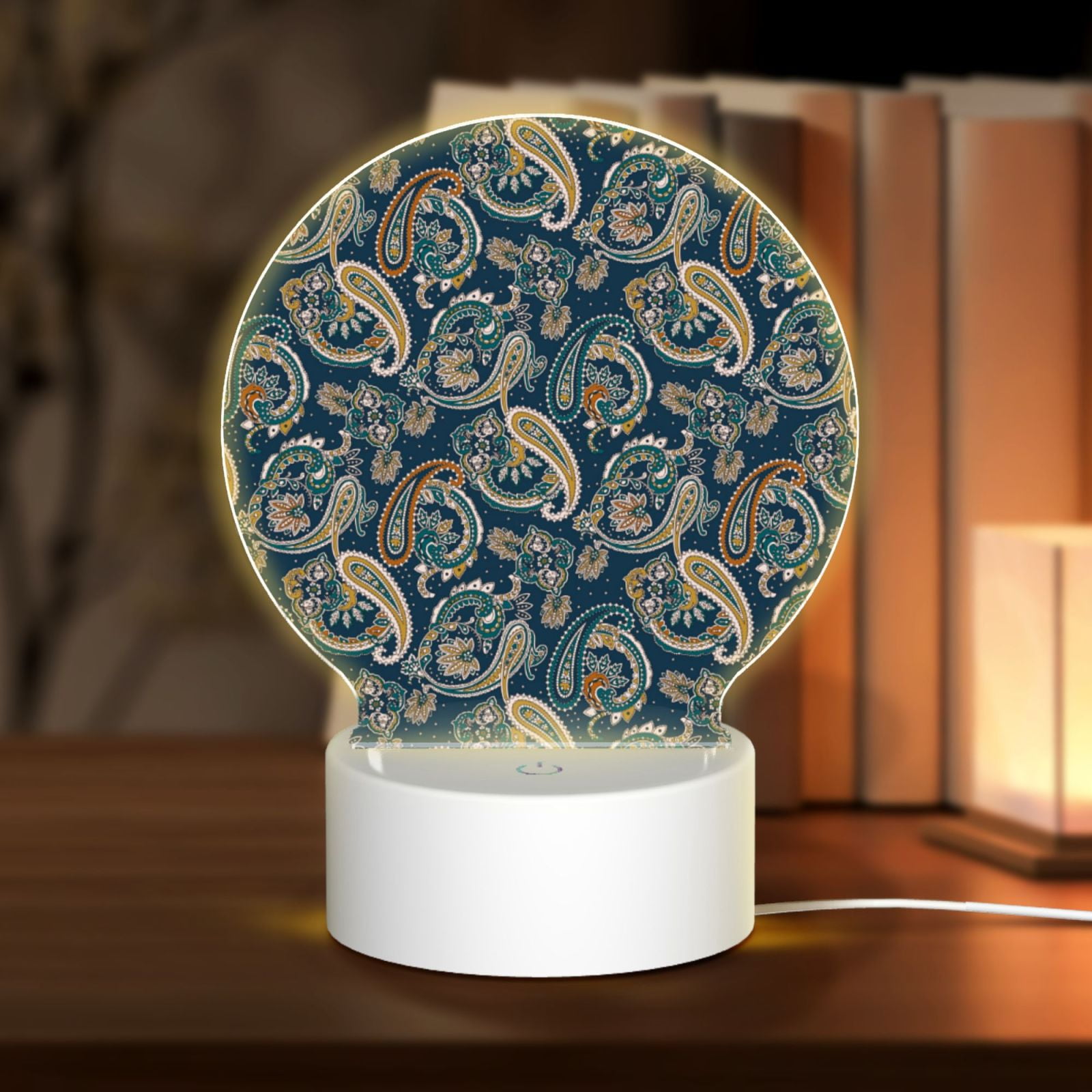 Salouo Indian Paisley 2 for Round Acrylic Night Light - Acrylic Sheets ...