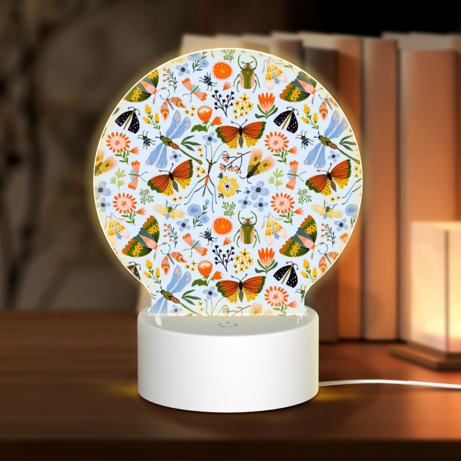 Salouo Insects and Flowers for Round Acrylic Night Light - Acrylic ...