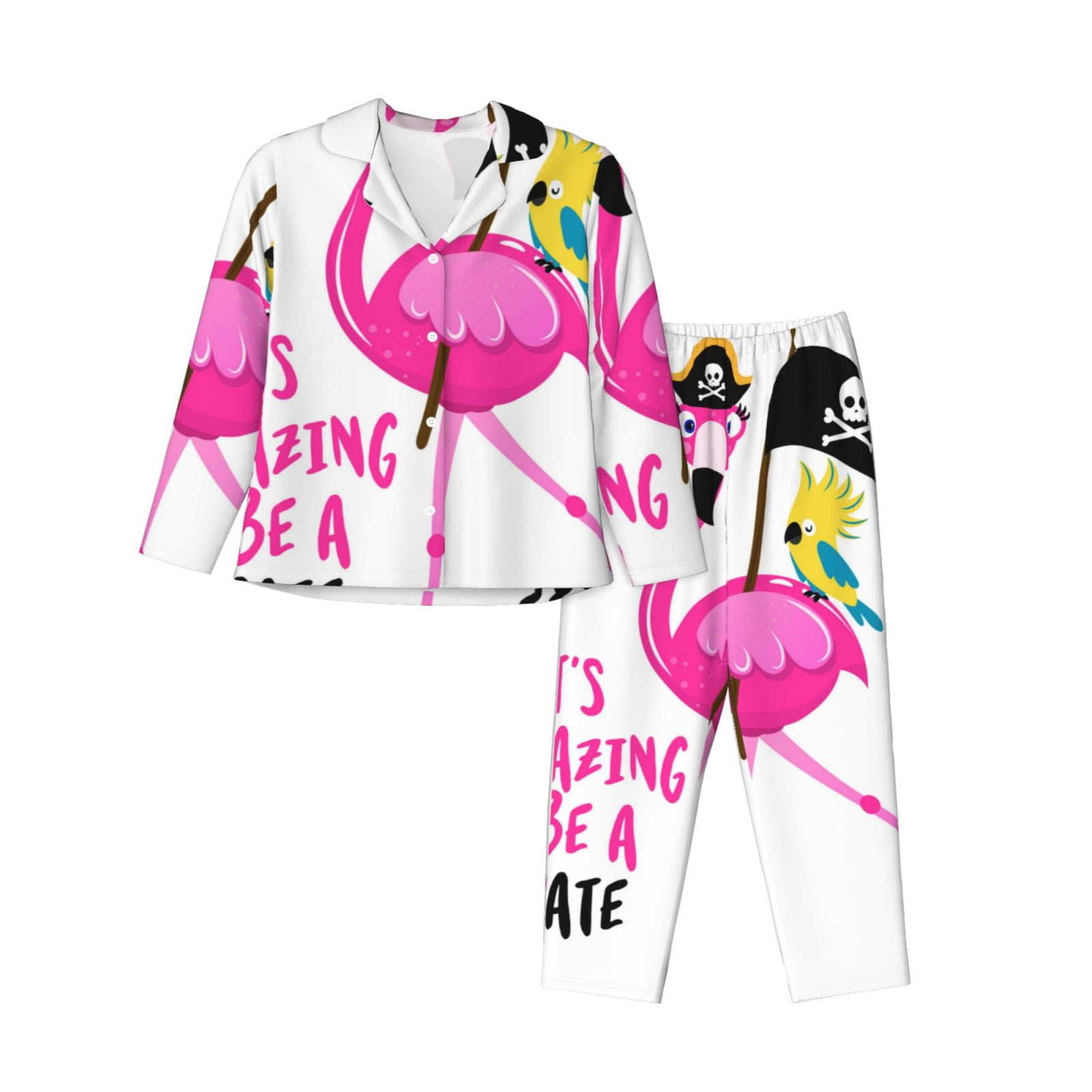 Salouo It'S Flamazing To Be A Pirate Pattern Women's Pajamas Set Long ...