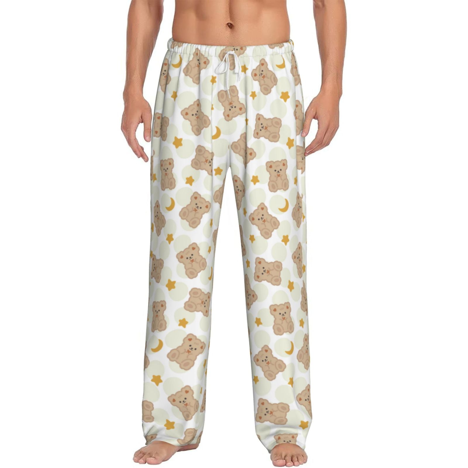 Salouo Kawaii Bear Print Pajama Pants for Men, Lounge Pants Elastic ...