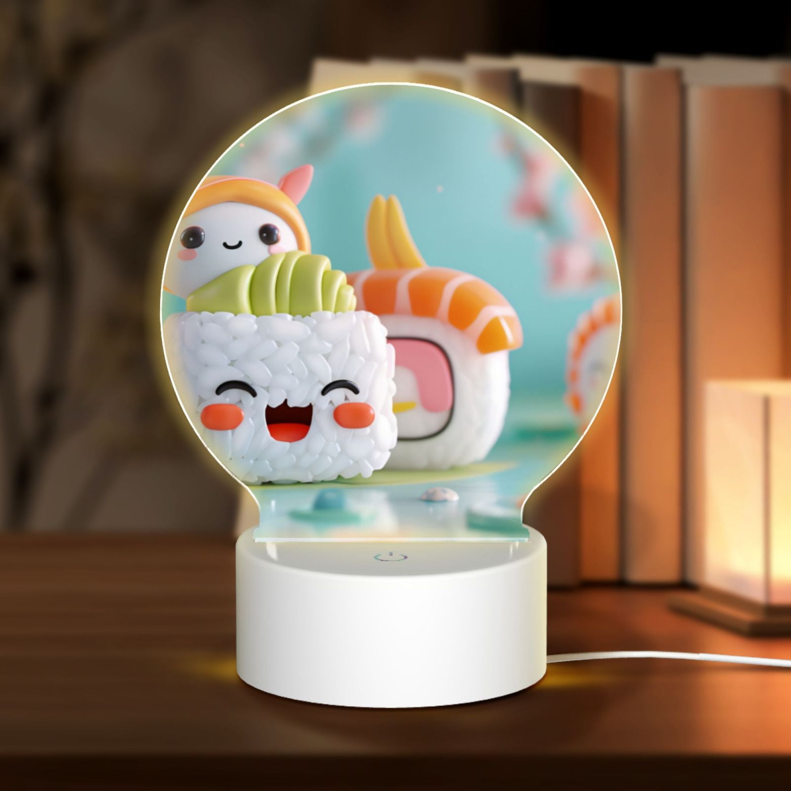 Salouo Kawaii Sushi Characters Delight for Round Acrylic Night Light ...