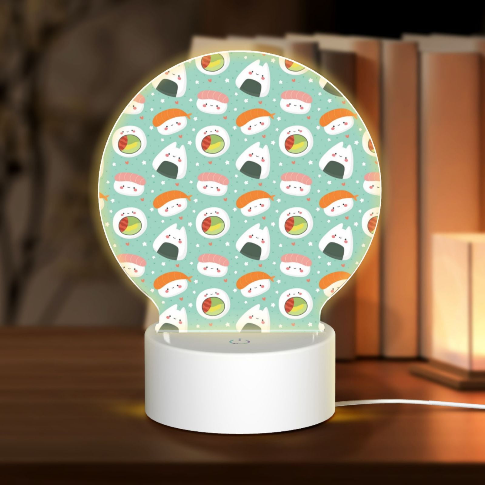 Salouo Kawaii Sushi for Round Acrylic Night Light - Acrylic Sheets with ...