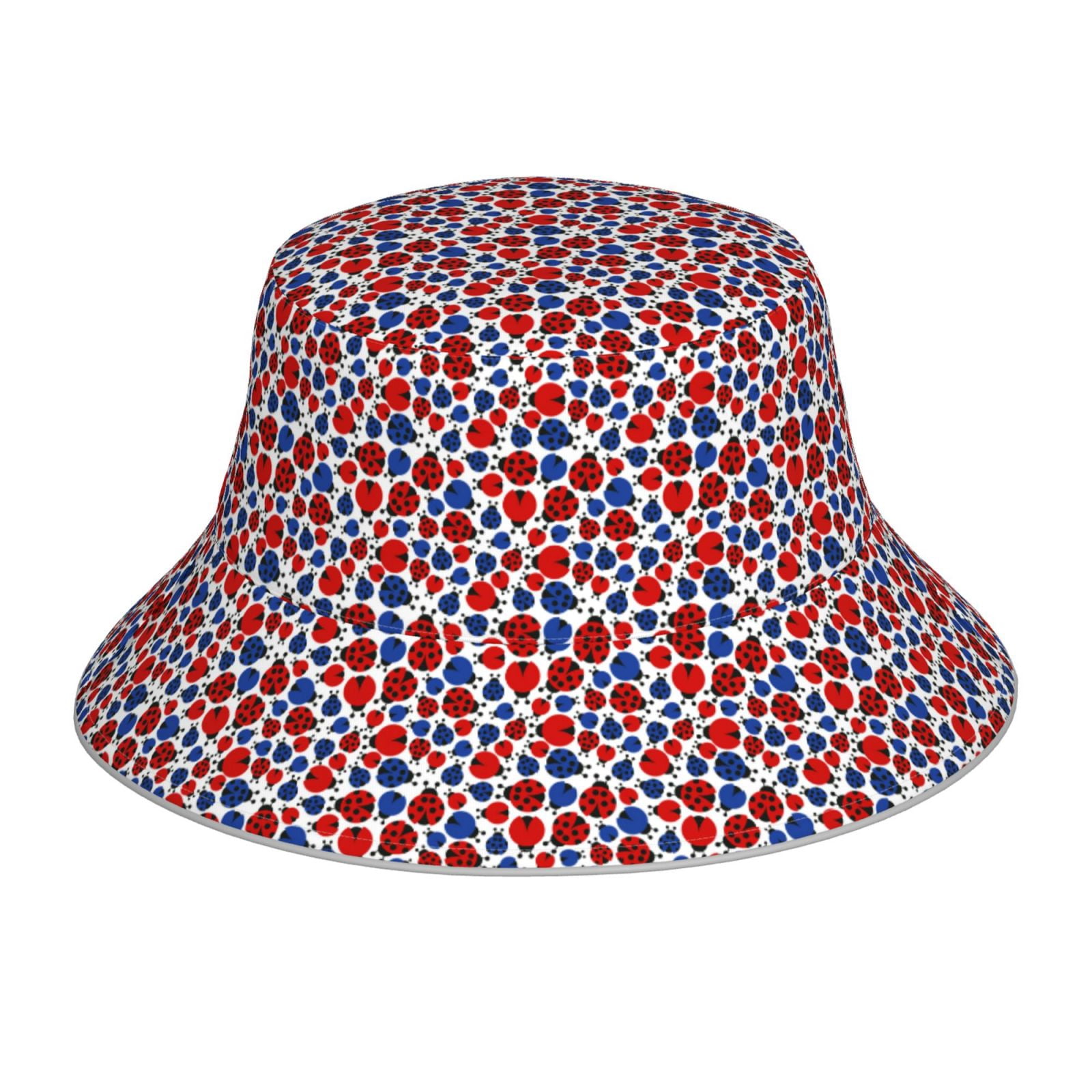 Salouo Ladybugs Print Unisex Bucket Hat, Outdoor Summer Beach Fishing ...