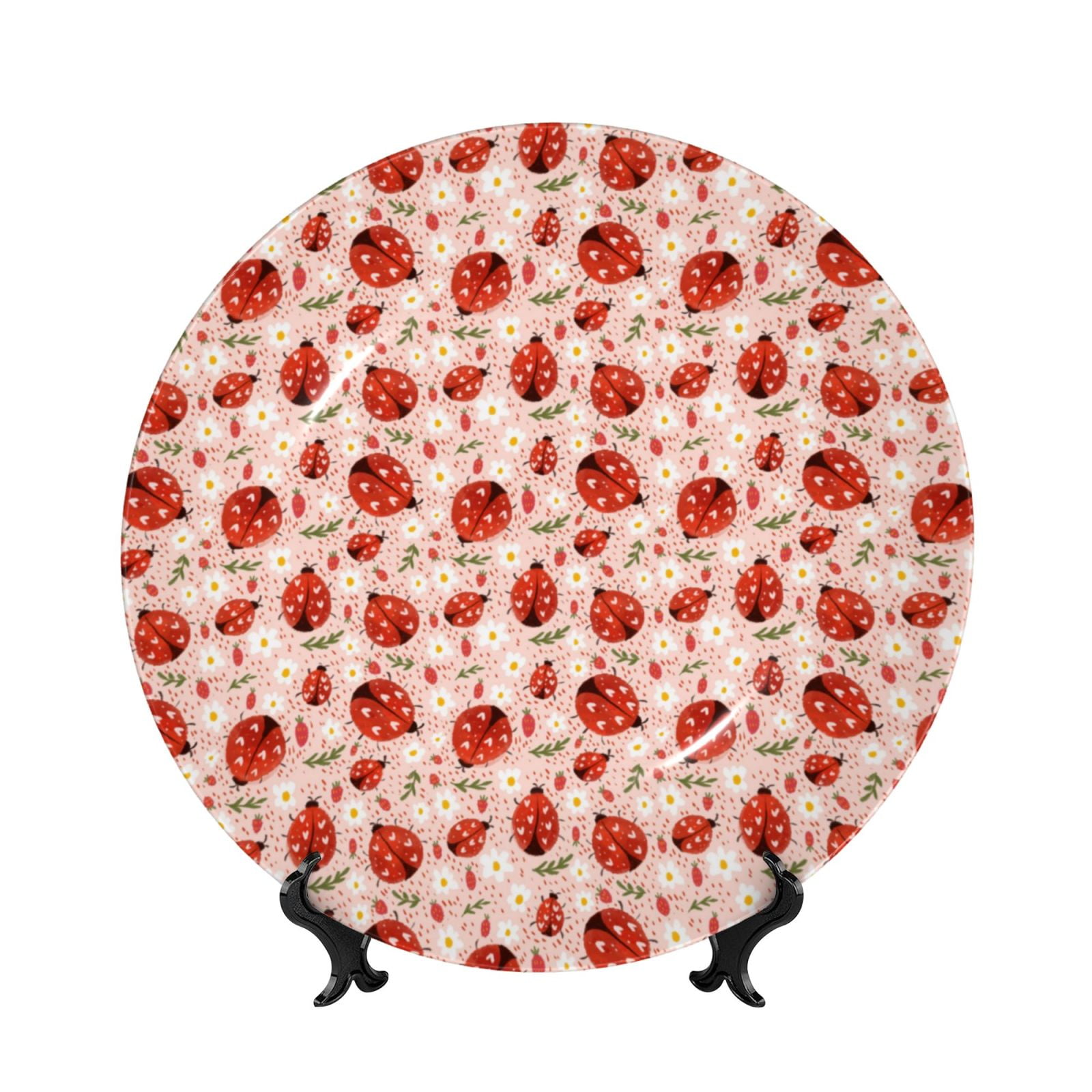 Salouo Ladybugs With Heart Spots Pattern Bone China Decorative Plate ...