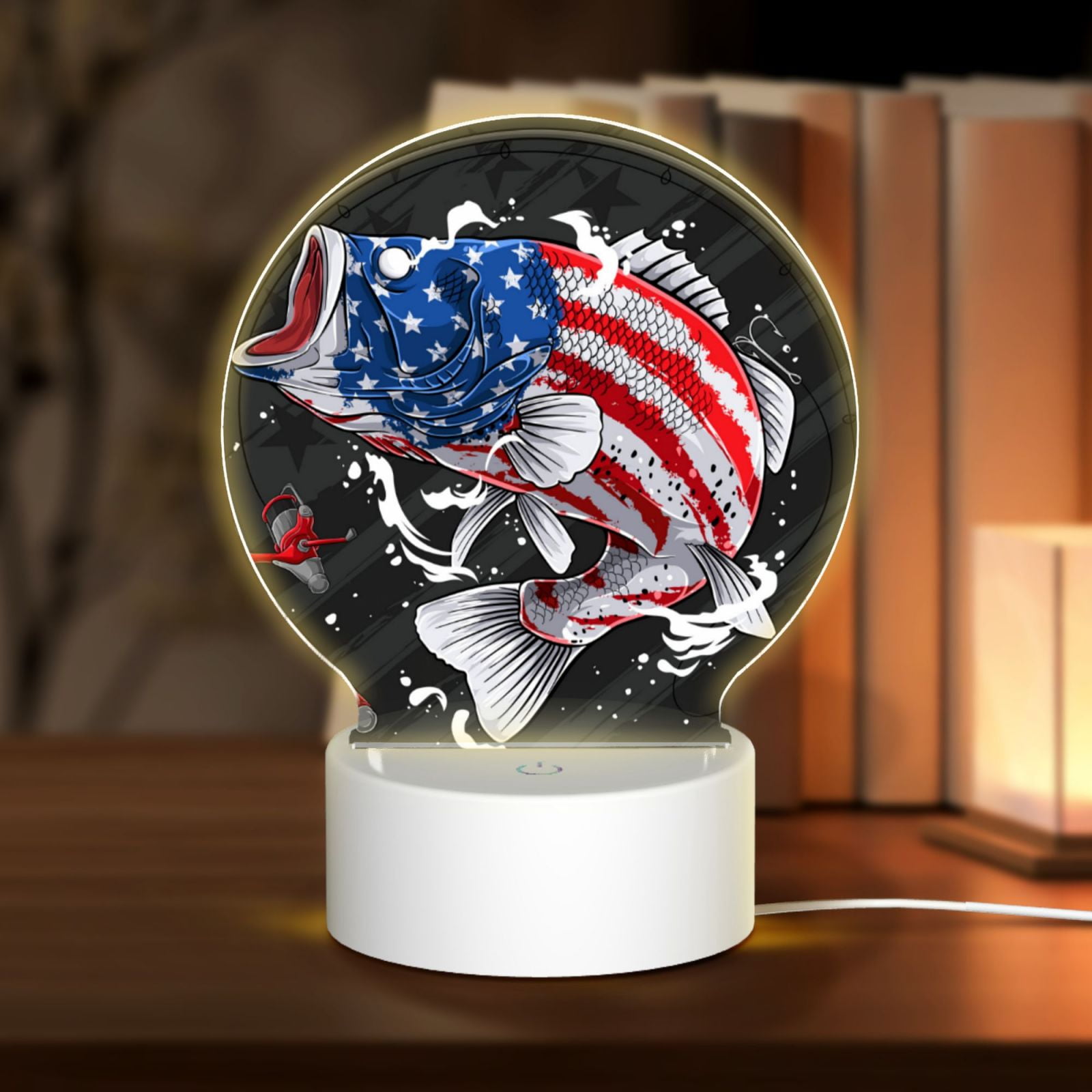 Salouo Largemouth Bass Fish in USA for Round Acrylic Night Light ...