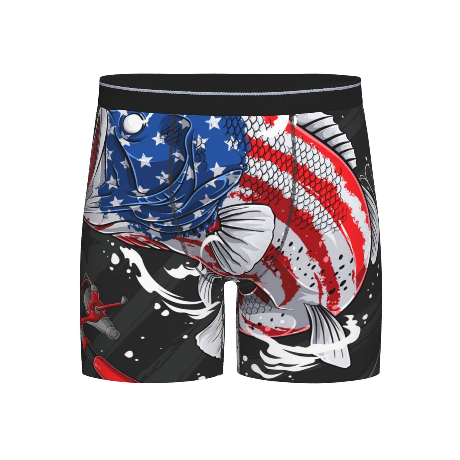 Salouo Largemouth Bass Fish in USA Pattern Men's Boxer Briefs, Soft ...