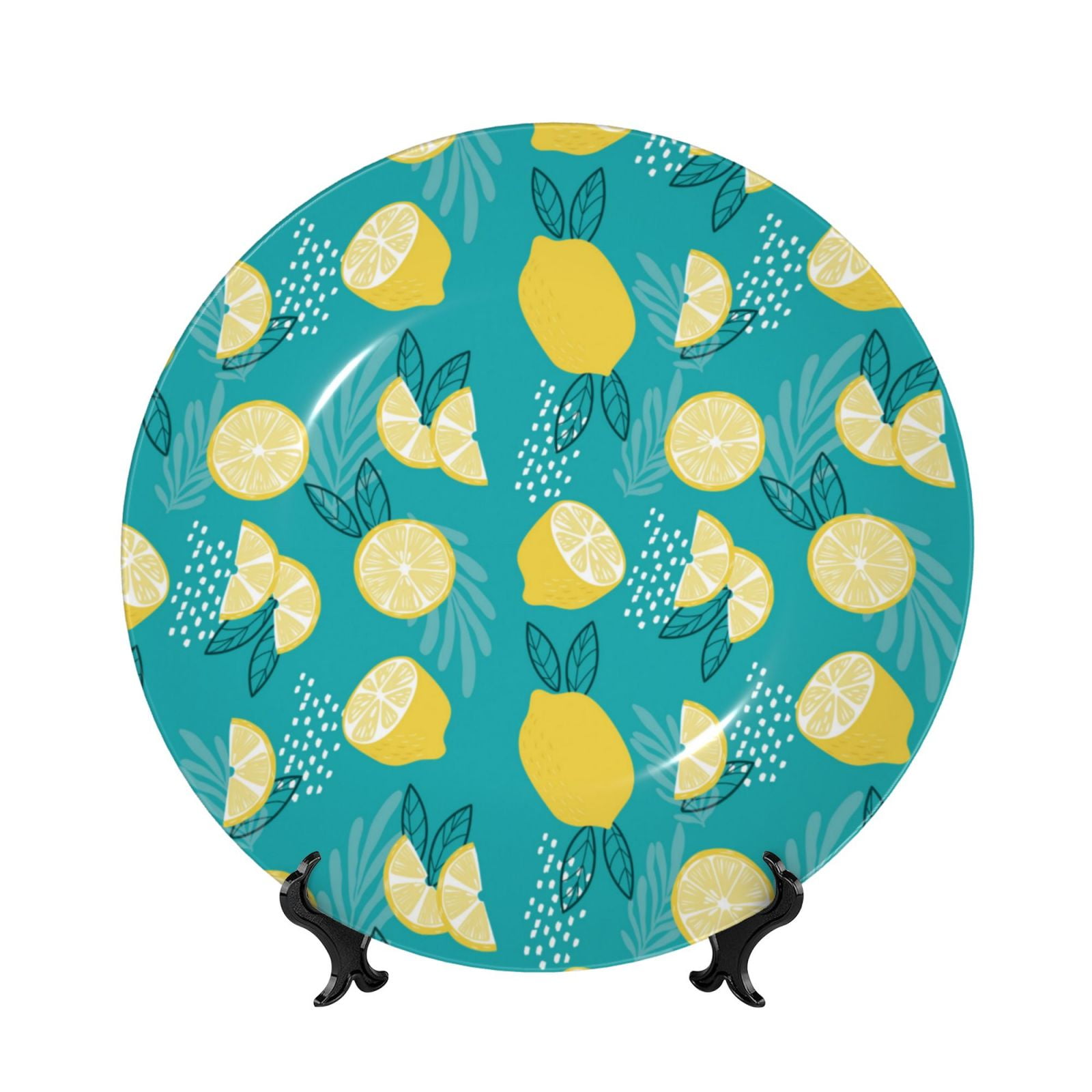 Salouo Lemon Blue Pattern Bone China Decorative Plate,Holiday Decor ...