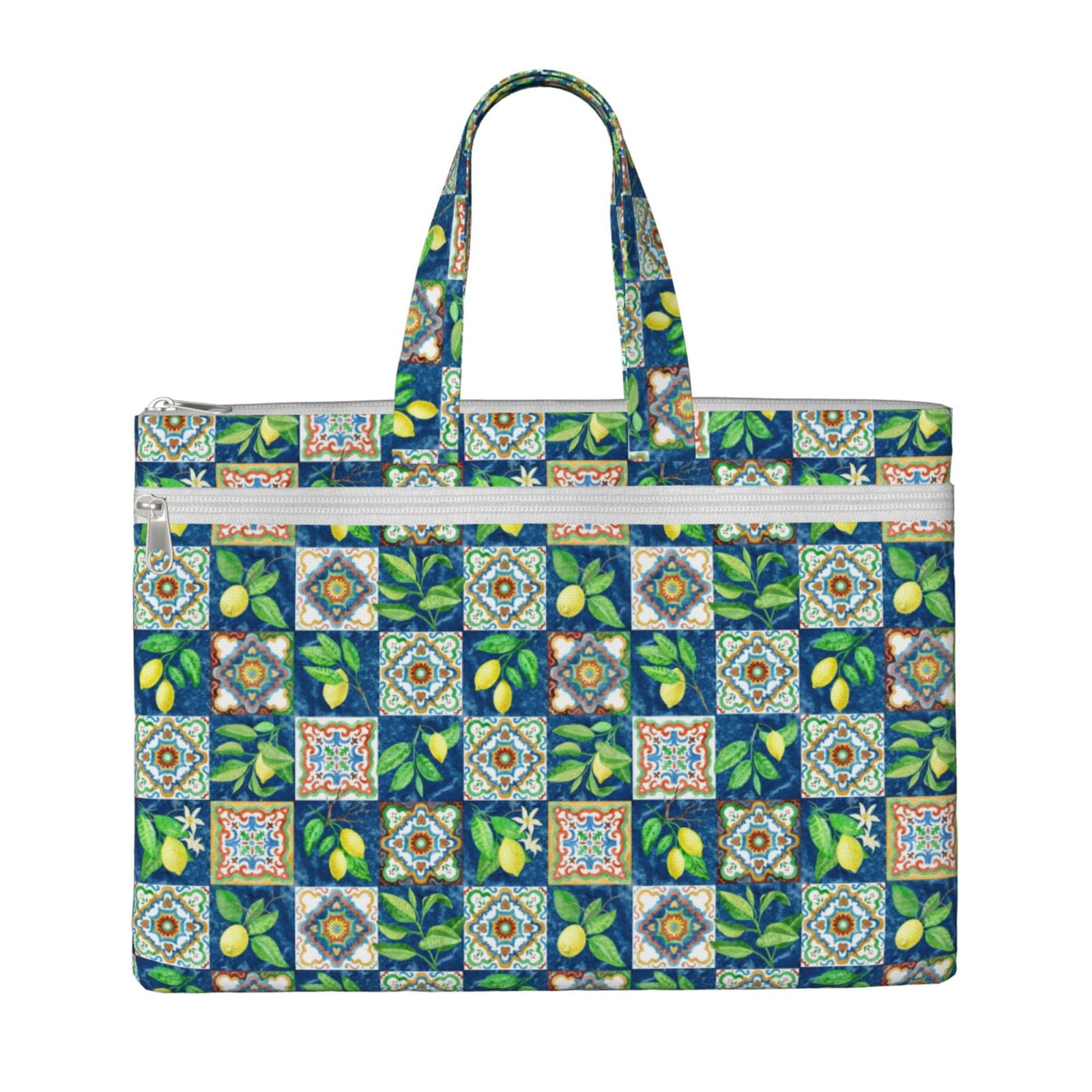 Salouo Lemon and Leaves for Canvas Tote File Bag, Tote Bag With Zipper ...