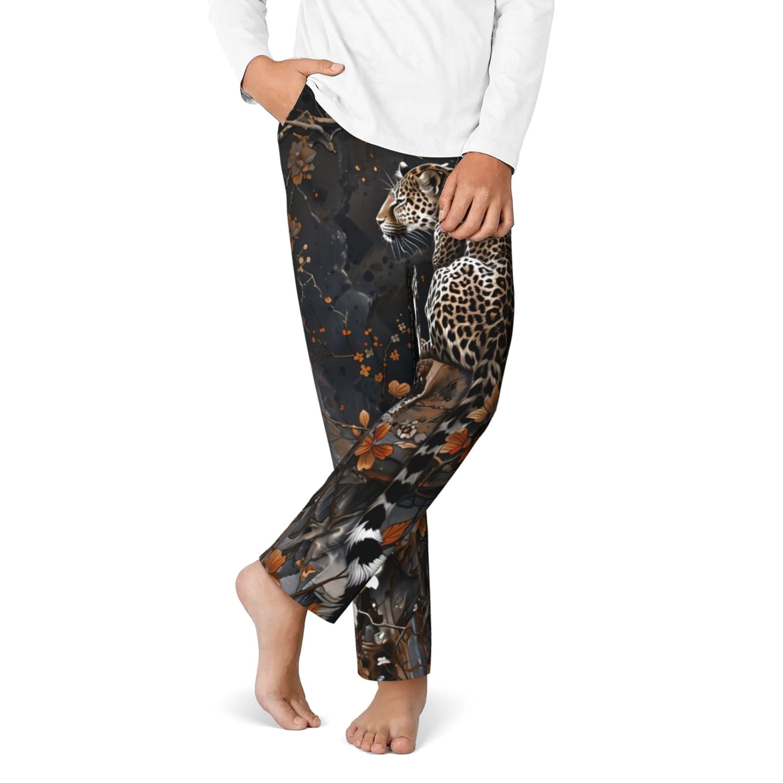Salouo Leopard On Tree Branch Pattern Boys Pajama Pants,Long Sleep ...