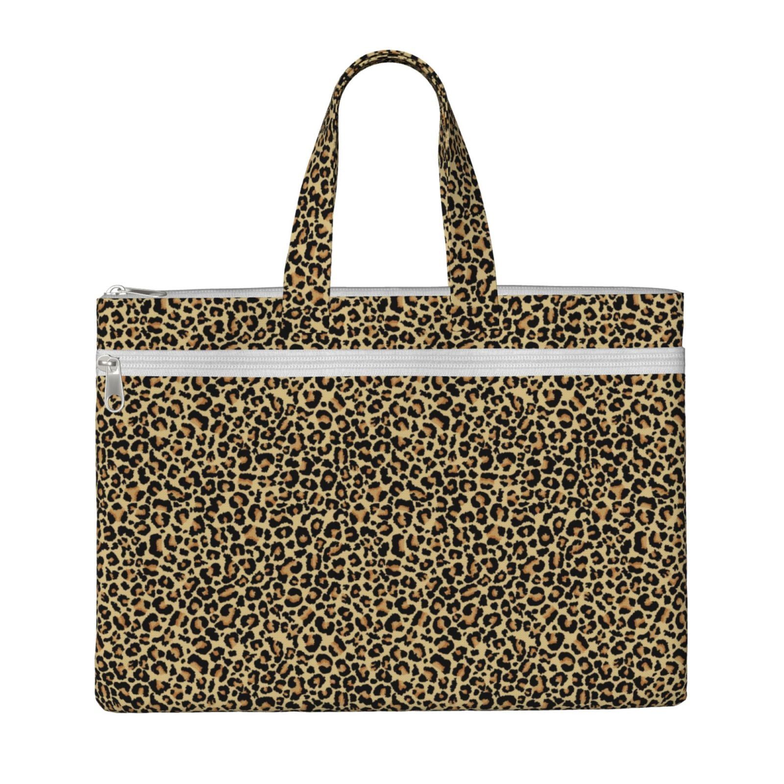 Salouo Leopard2 for Canvas Tote File Bag, Tote Bag With Zipper Business ...