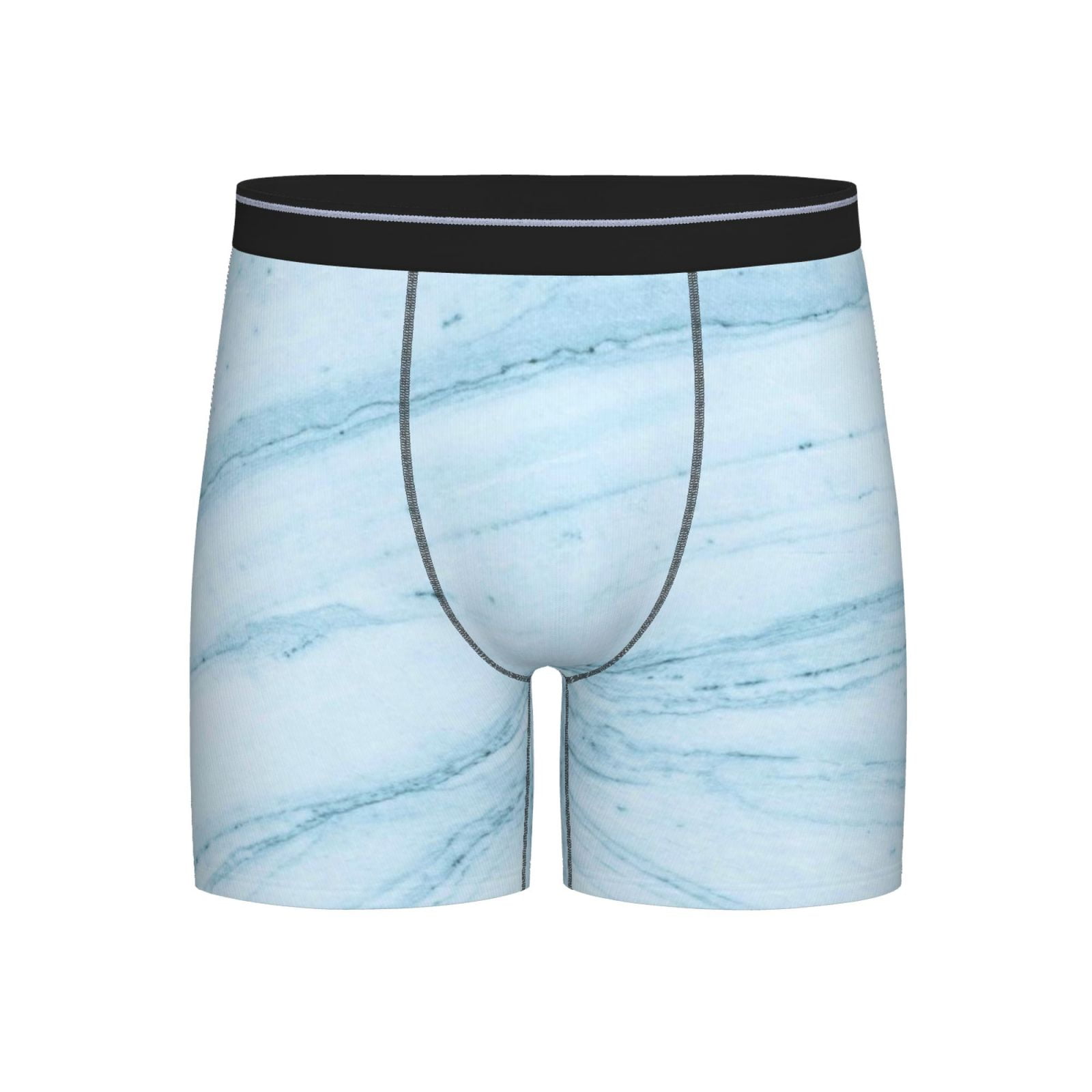 Salouo Light Blue Marble Pattern Men's Boxer Briefs, Soft & Breathable ...