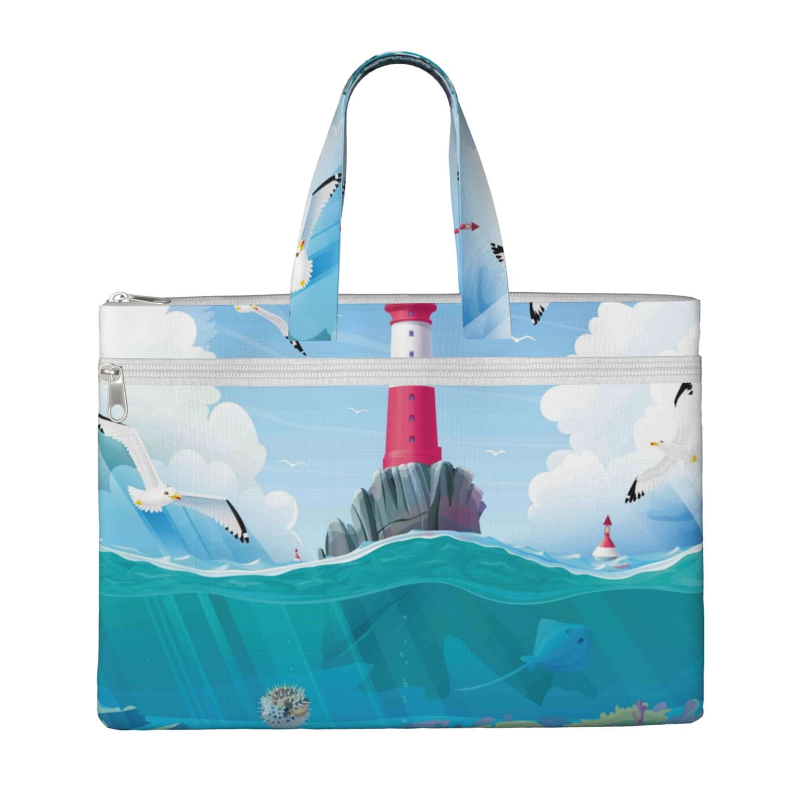 Salouo Lighthouse Sea Port for Canvas Tote File Bag, Tote Bag With ...