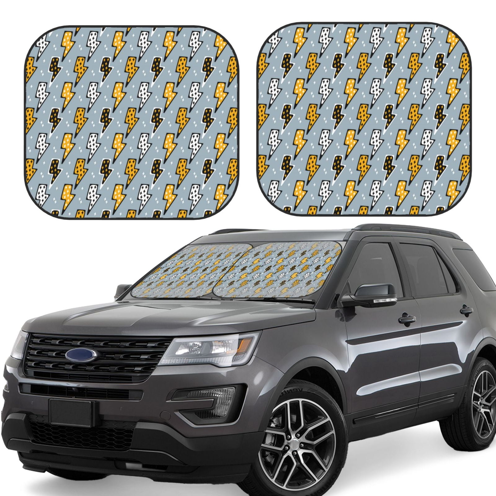 Salouo Lightning Bolts Pattern Car Windshield Sun Shade Foldable ...