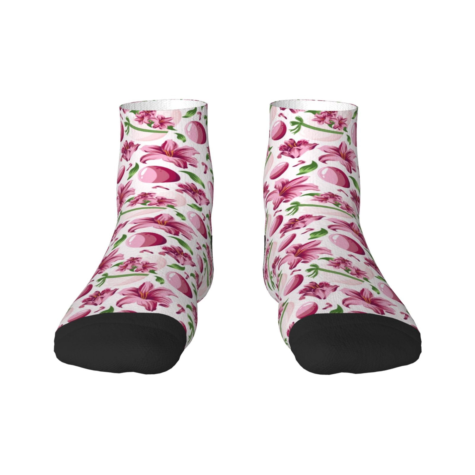 Salouo Lilies Flowers Pattern Unisex Middle Tube Socks,Middle-Finger ...