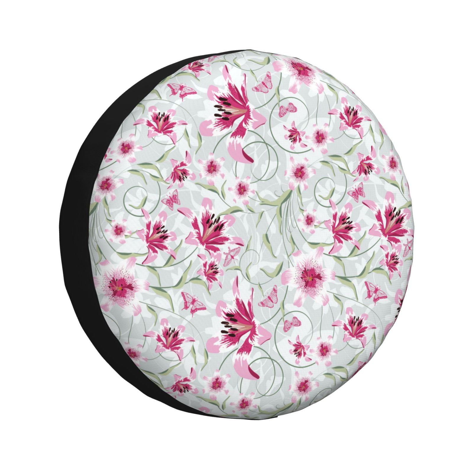 Salouo Lilies Flowers Print Spare Tire Cover 14-17 inch Spare Tire ...