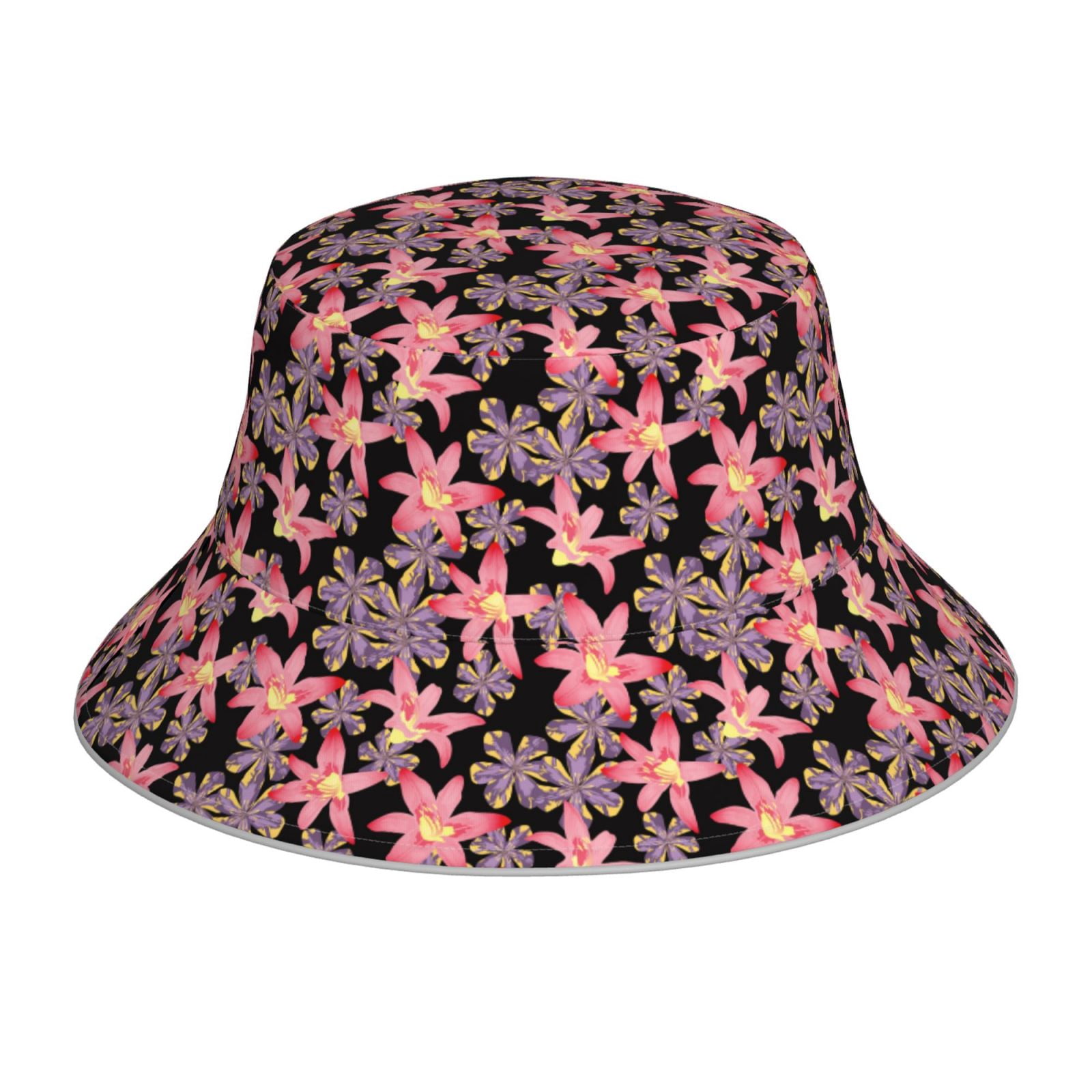 Salouo Lilies Flowers Print Unisex Bucket Hat, Outdoor Summer Beach ...