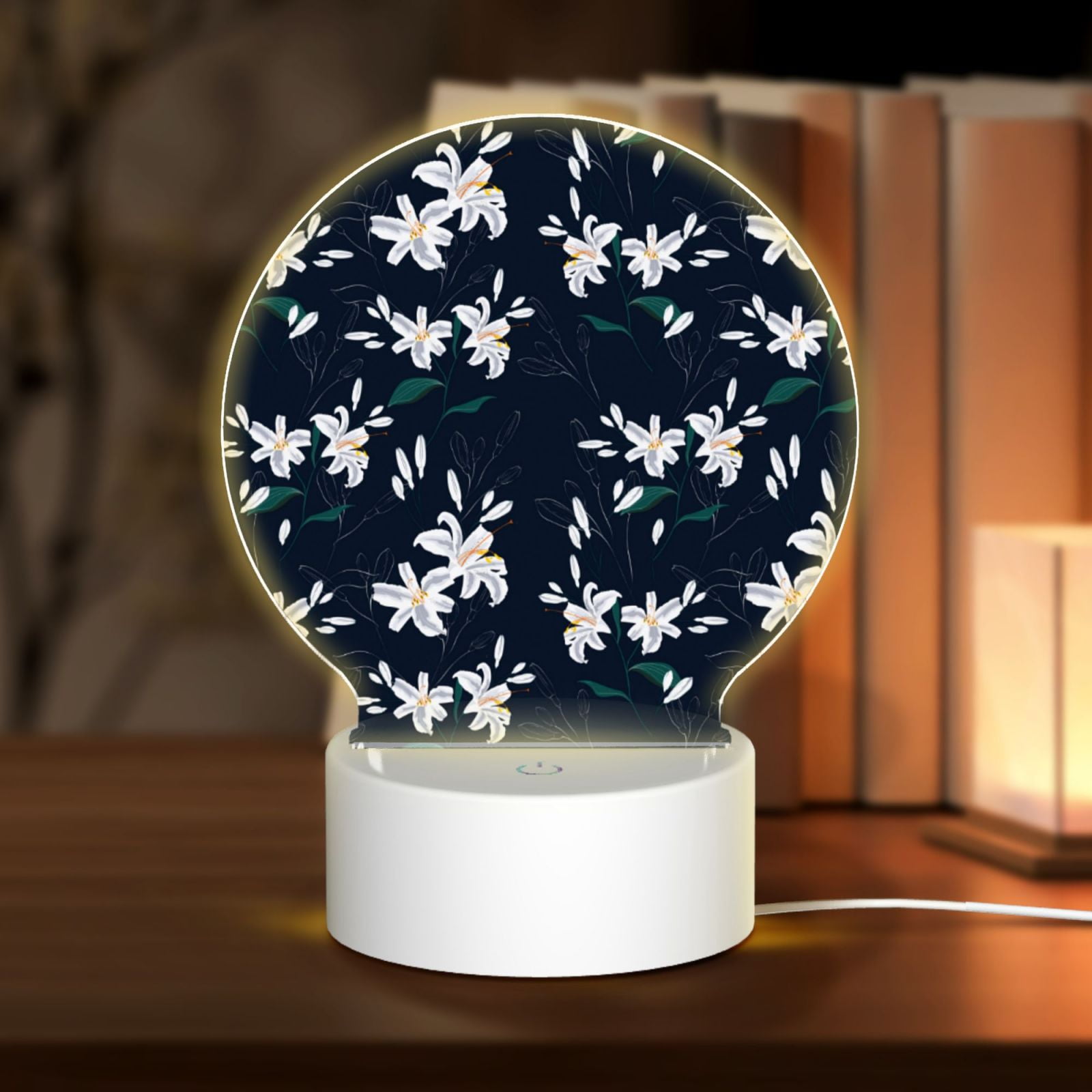 Salouo Lilies Flowers for Round Acrylic Night Light - Acrylic Sheets ...