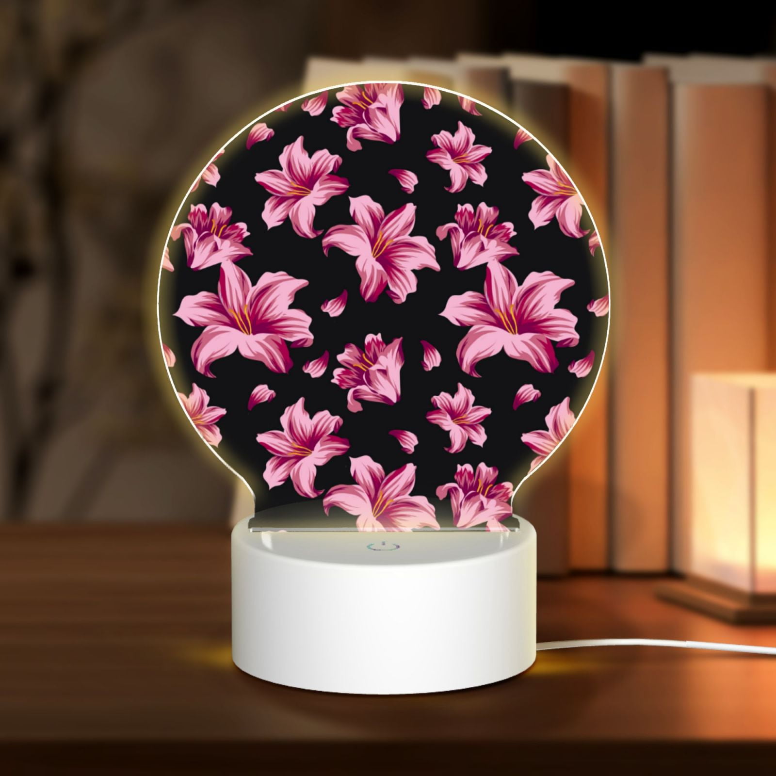 Salouo Lilies Flowers for Round Acrylic Night Light - Acrylic Sheets ...
