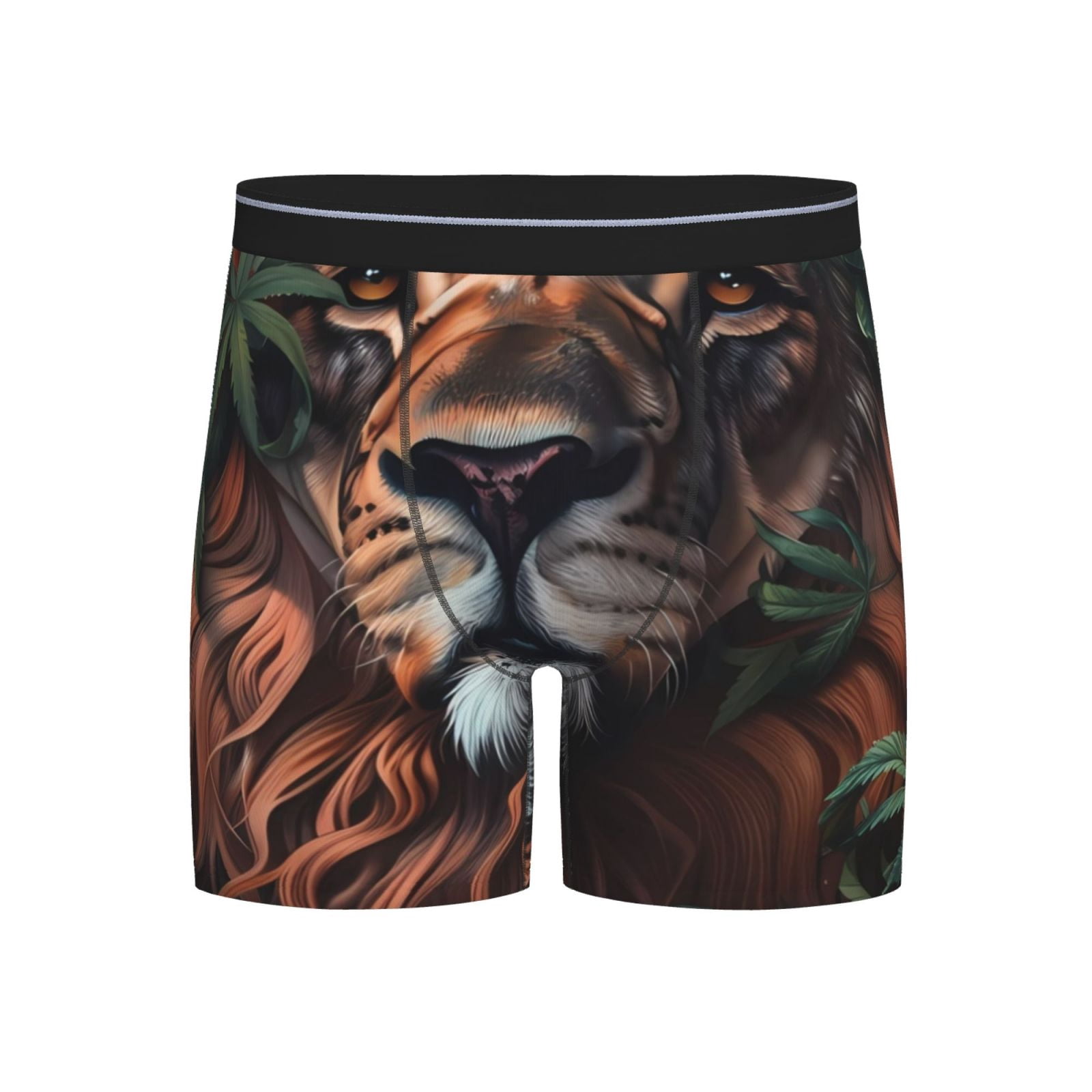 Salouo Lion Forest Crown Pattern Men's Boxer Briefs, Soft & Breathable ...