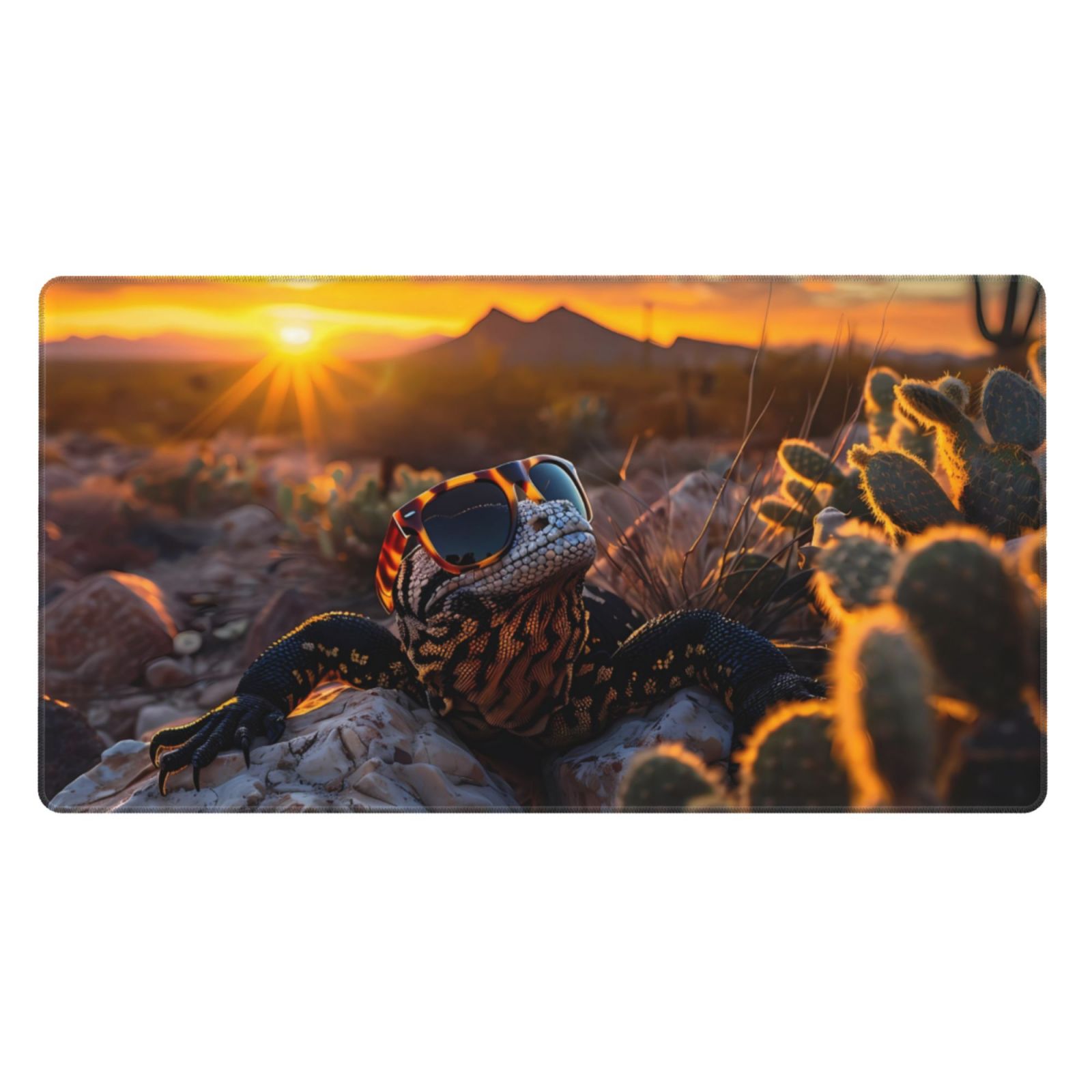Salouo Lizard With Sunglasses Sunset Print Large Mouse Pad,Extended Mat ...