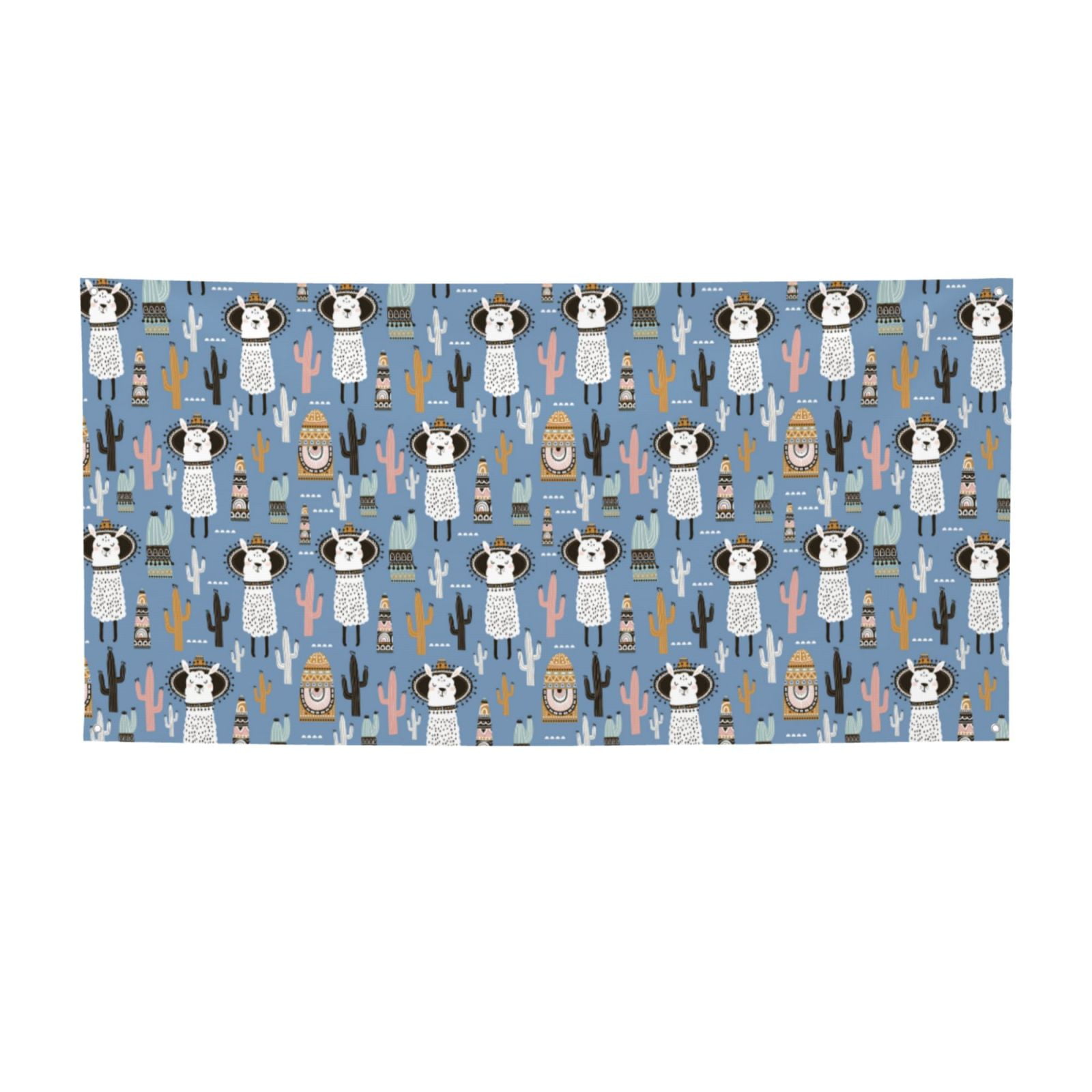 Salouo Llamas And Cactus Pattern Holiday Banner Outside Party ...
