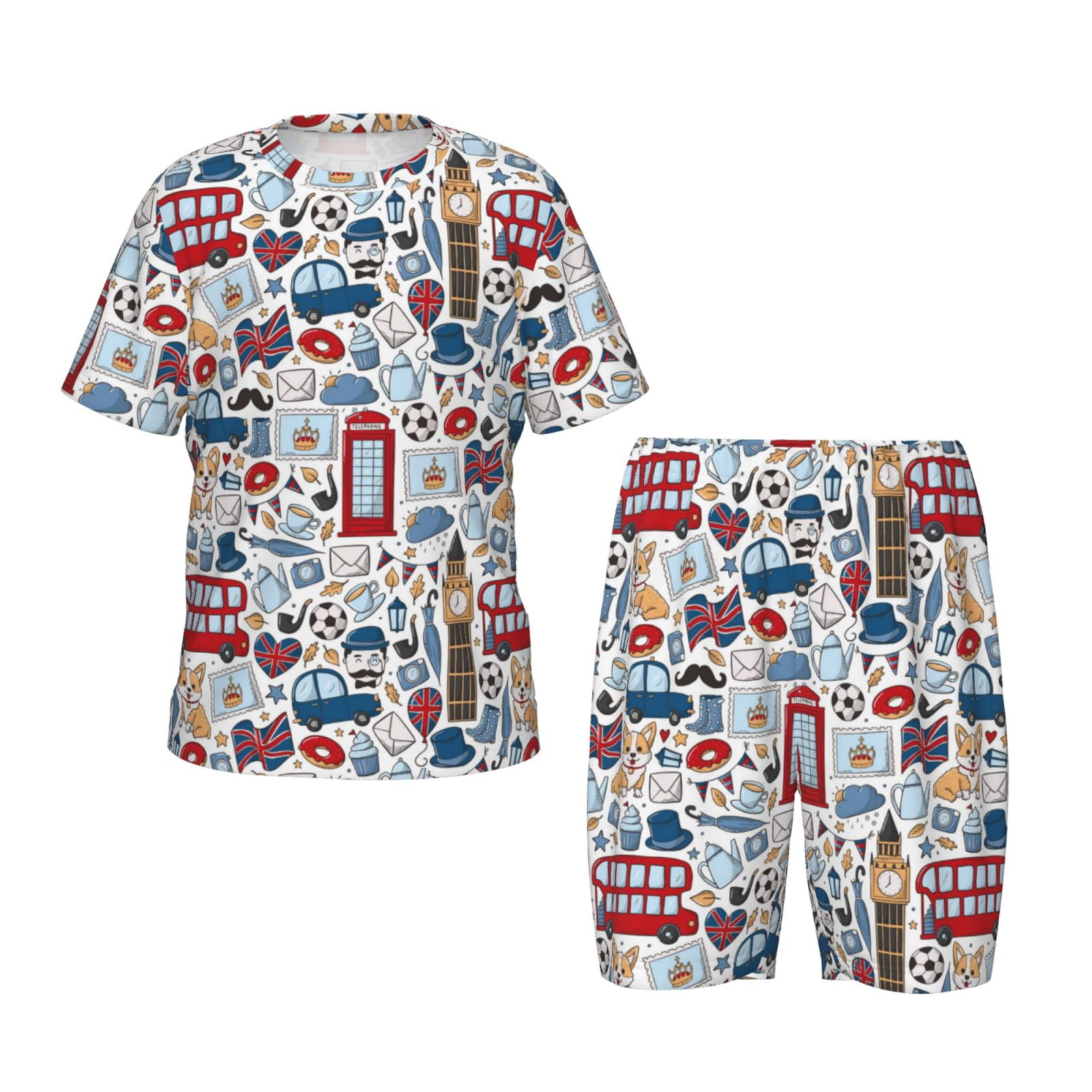 Salouo London Symbols1 Pattern Short-Sleeved Pajamas Set for Children ...