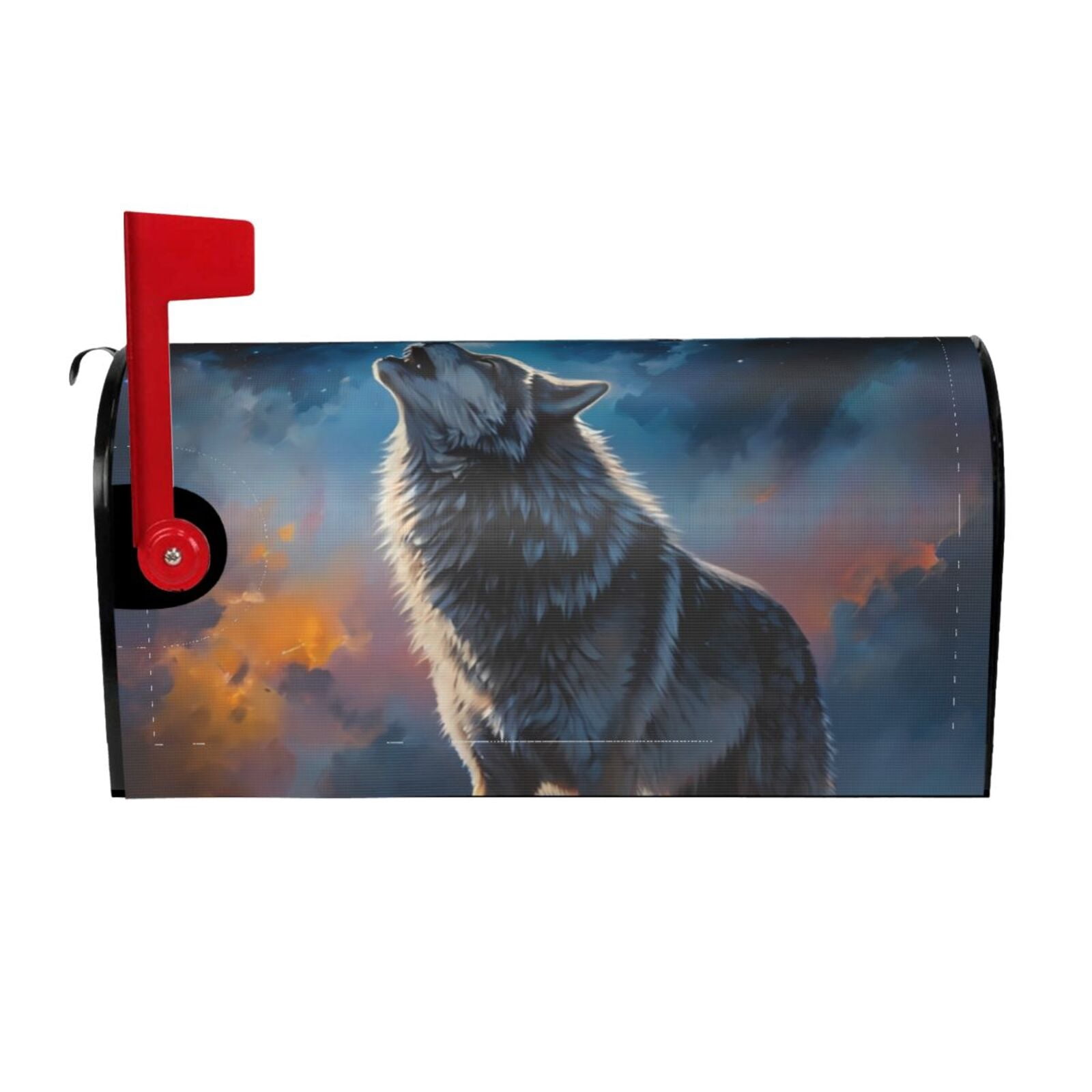 Salouo Lonely Night Sky Wolf for Magnetic Mailbox Covers Waterproof ...