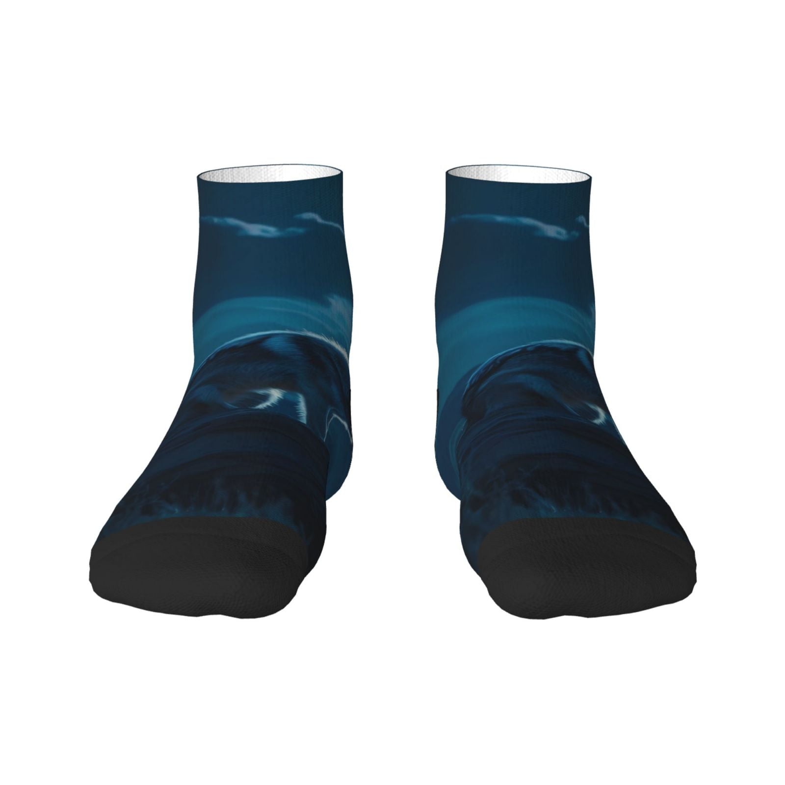 Salouo Lonely Night Wolf Pattern Unisex Middle Tube Socks,Middle-Finger ...