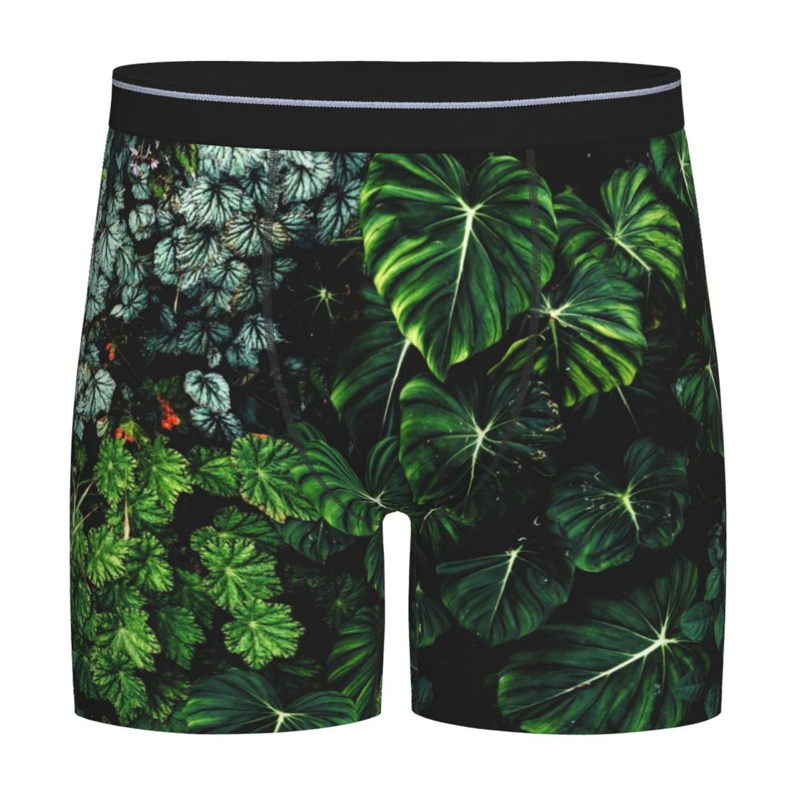 Salouo Lush Foliage Green Plant Pattern Men's Boxer Briefs, Soft ...