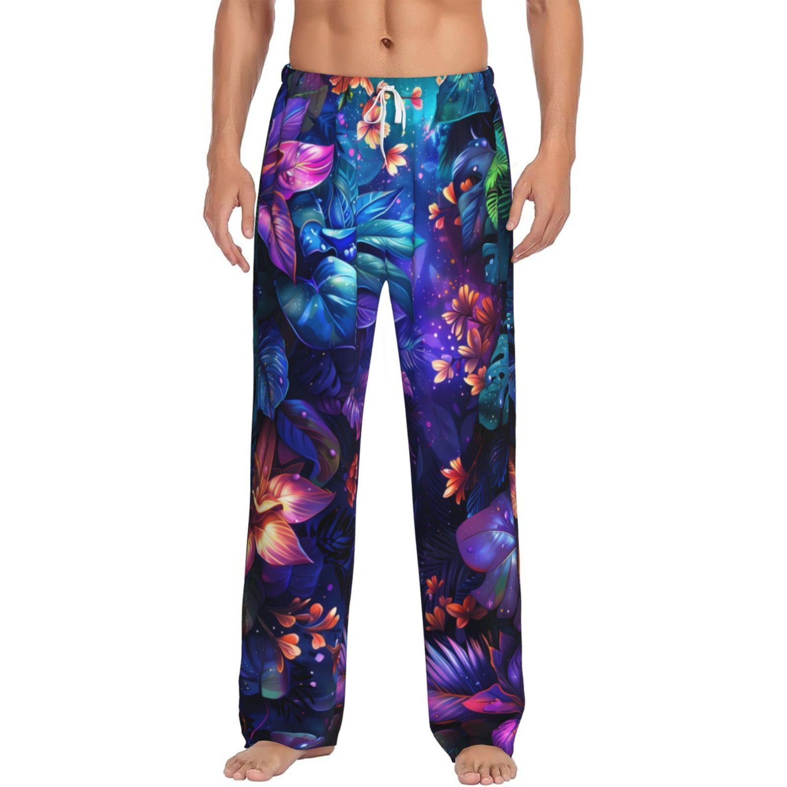 Salouo Magic Colorful Forest Leaves Print Pajama Pants for Men, Lounge ...