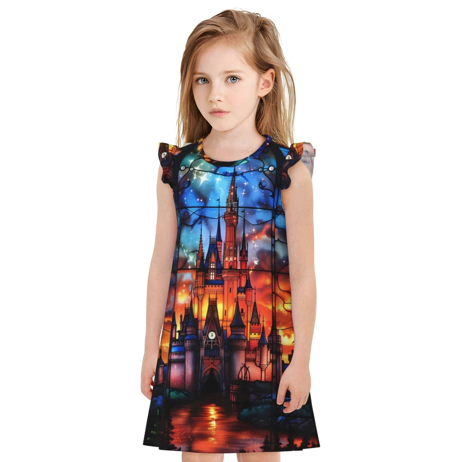 Salouo Magical Stained Glass Castle Print Nightgowns for Girls,Cute kid ...