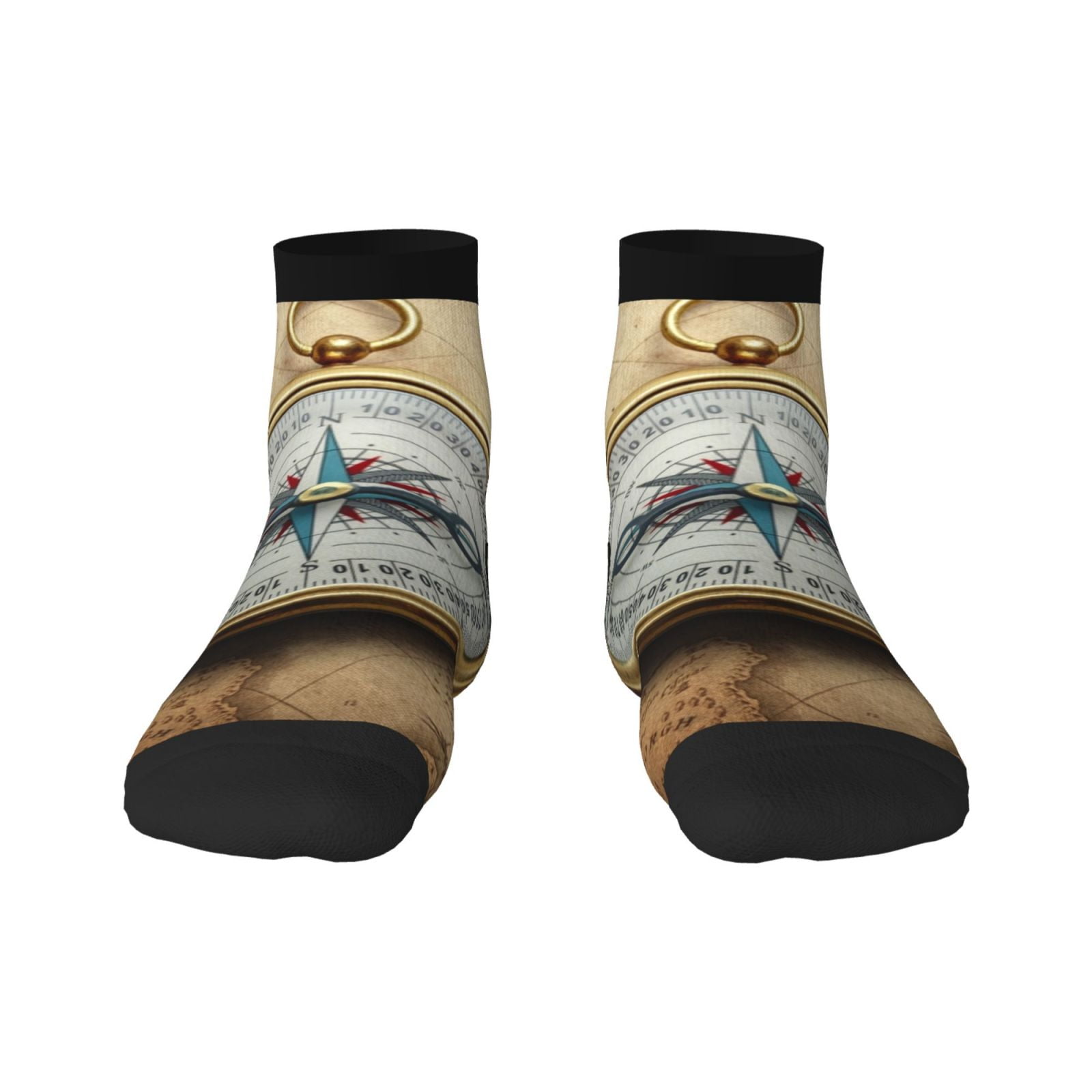 Salouo Magnetic Old Compass On World Map Pattern Unisex Middle Tube Socks,Middle-Finger Knee ...