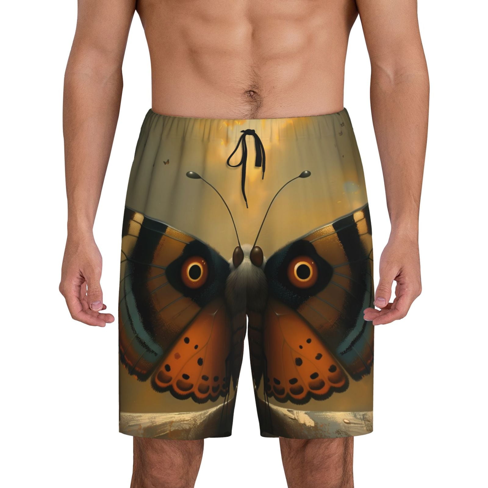 Salouo Majestic Butterfly Sunset Pattern Men's Sleep Pajama Shorts ...